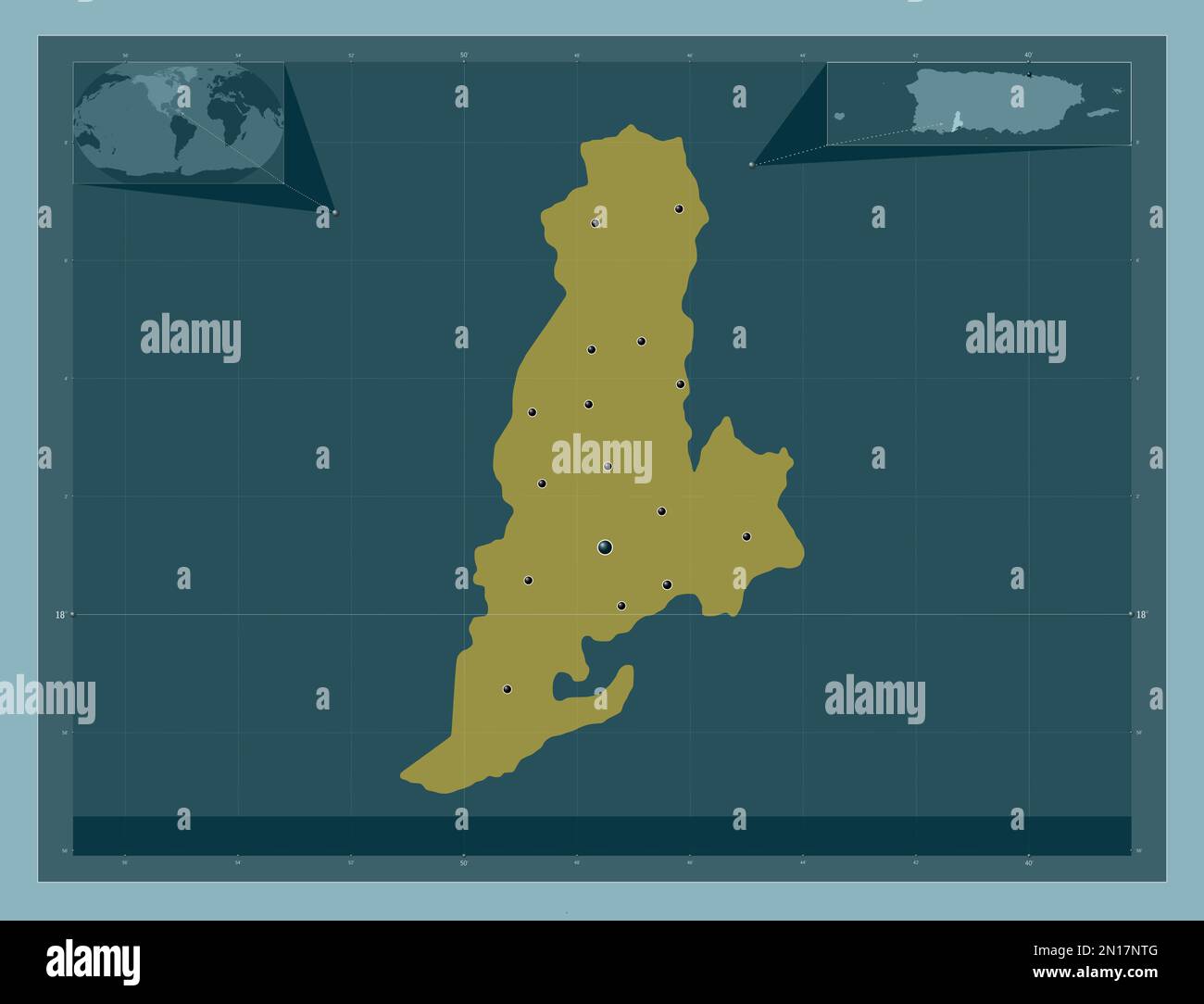 Guayanilla, municipality of Puerto Rico. Solid color shape. Locations ...