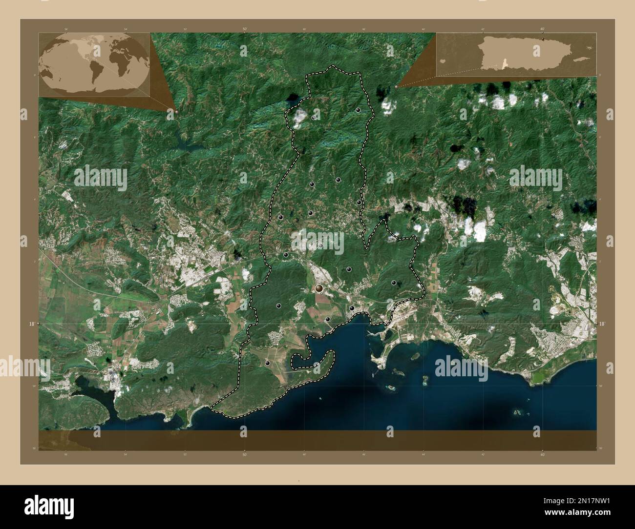Guayanilla, municipality of Puerto Rico. Low resolution satellite map ...