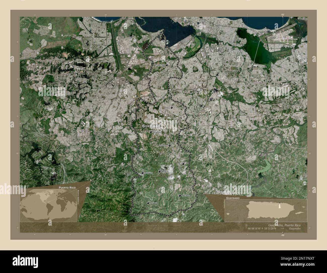 Guaynabo, municipality of Puerto Rico. High resolution satellite map ...