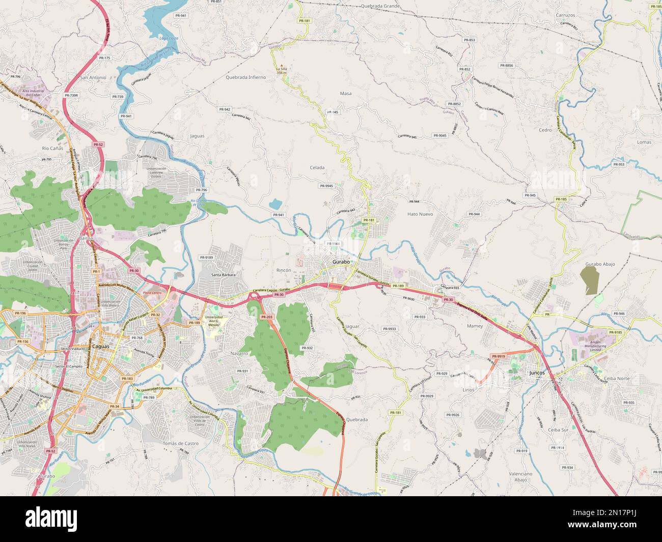 Gurabo, municipality of Puerto Rico. Open Street Map Stock Photo - Alamy