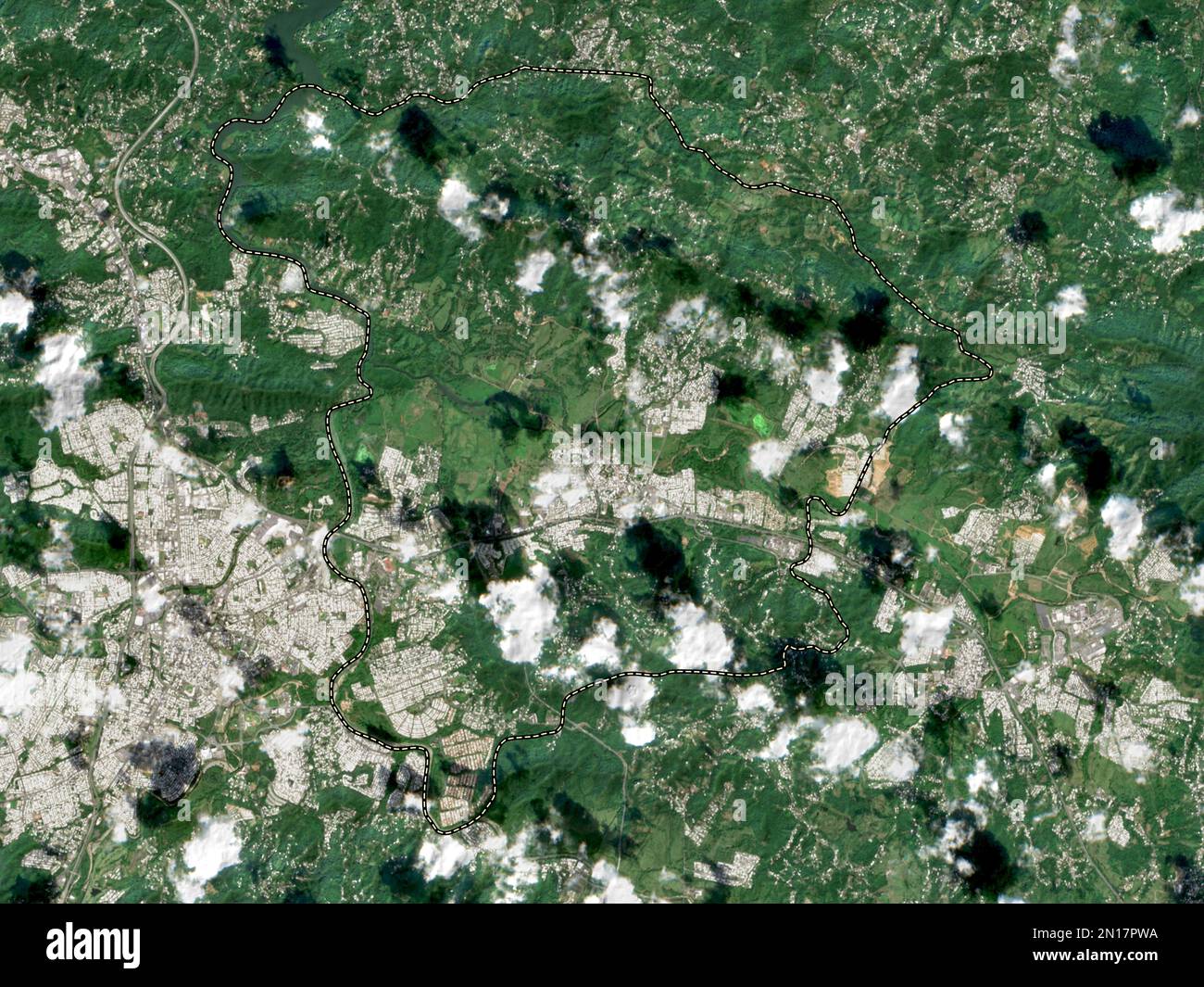 Gurabo, municipality of Puerto Rico. Low resolution satellite map Stock ...