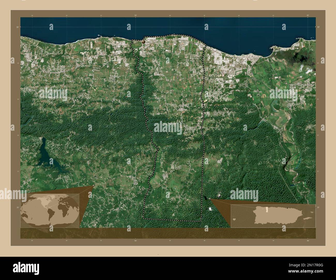 Hatillo, municipality of Puerto Rico. Low resolution satellite map ...