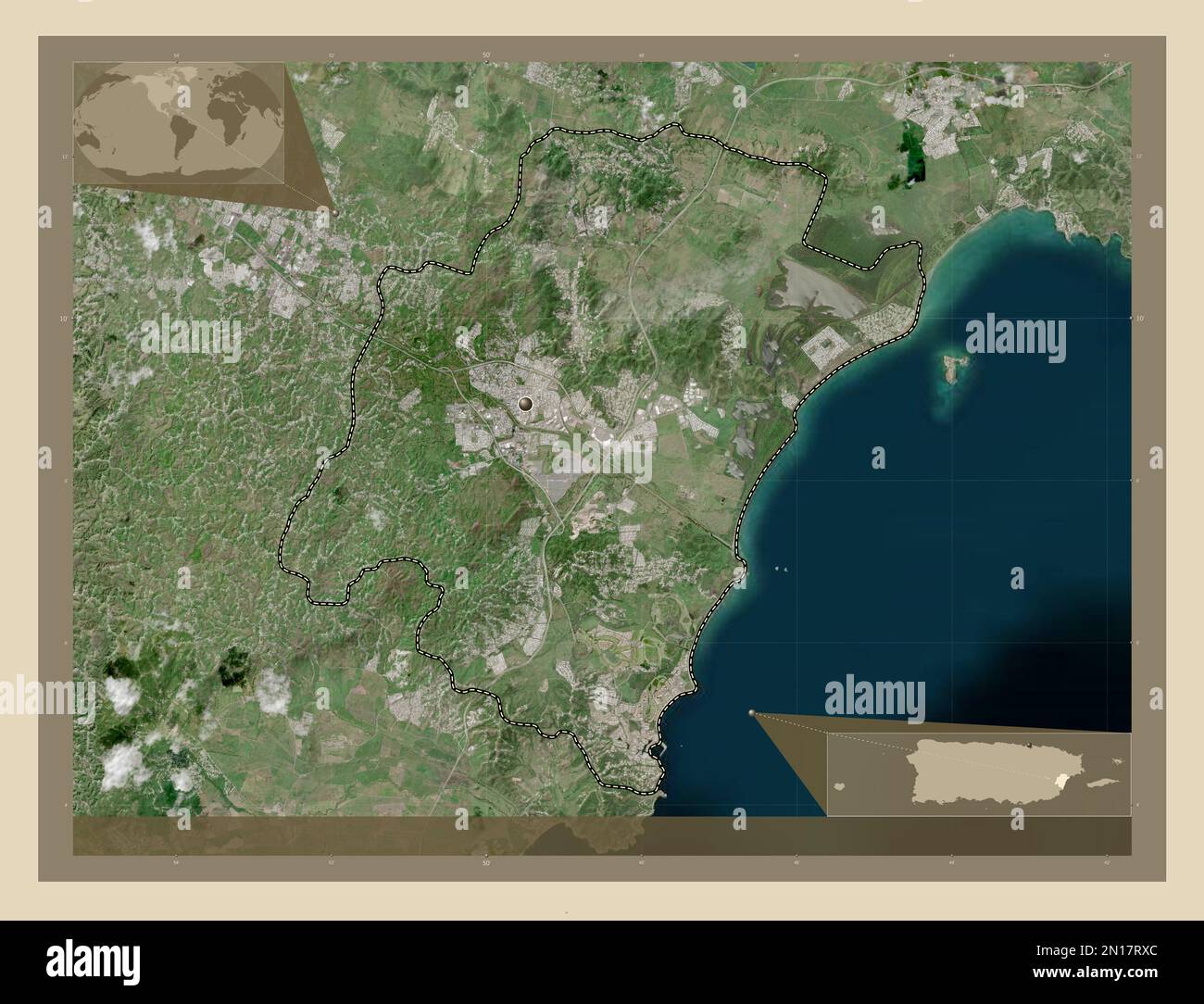 Humacao, municipality of Puerto Rico. High resolution satellite map ...