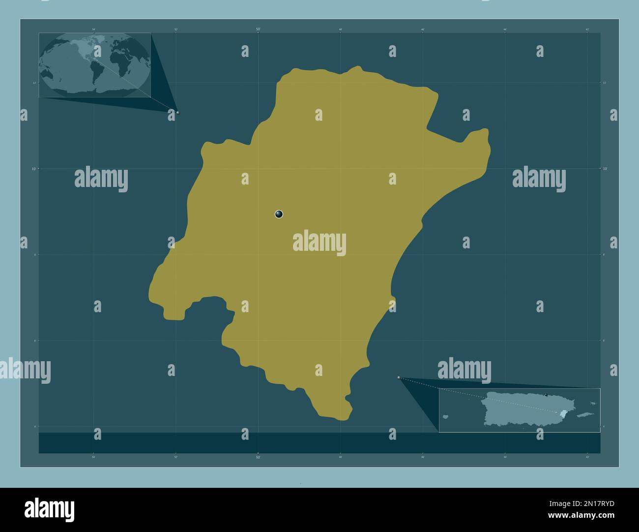 Humacao, municipality of Puerto Rico. Solid color shape. Corner ...