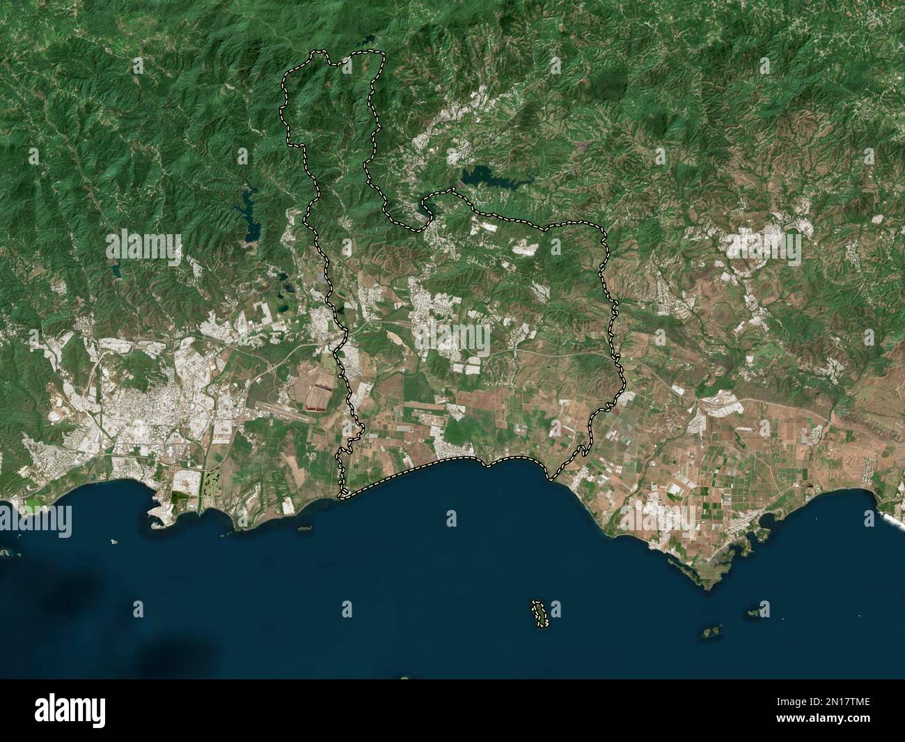 Juana Diaz, municipality of Puerto Rico. Low resolution satellite map ...