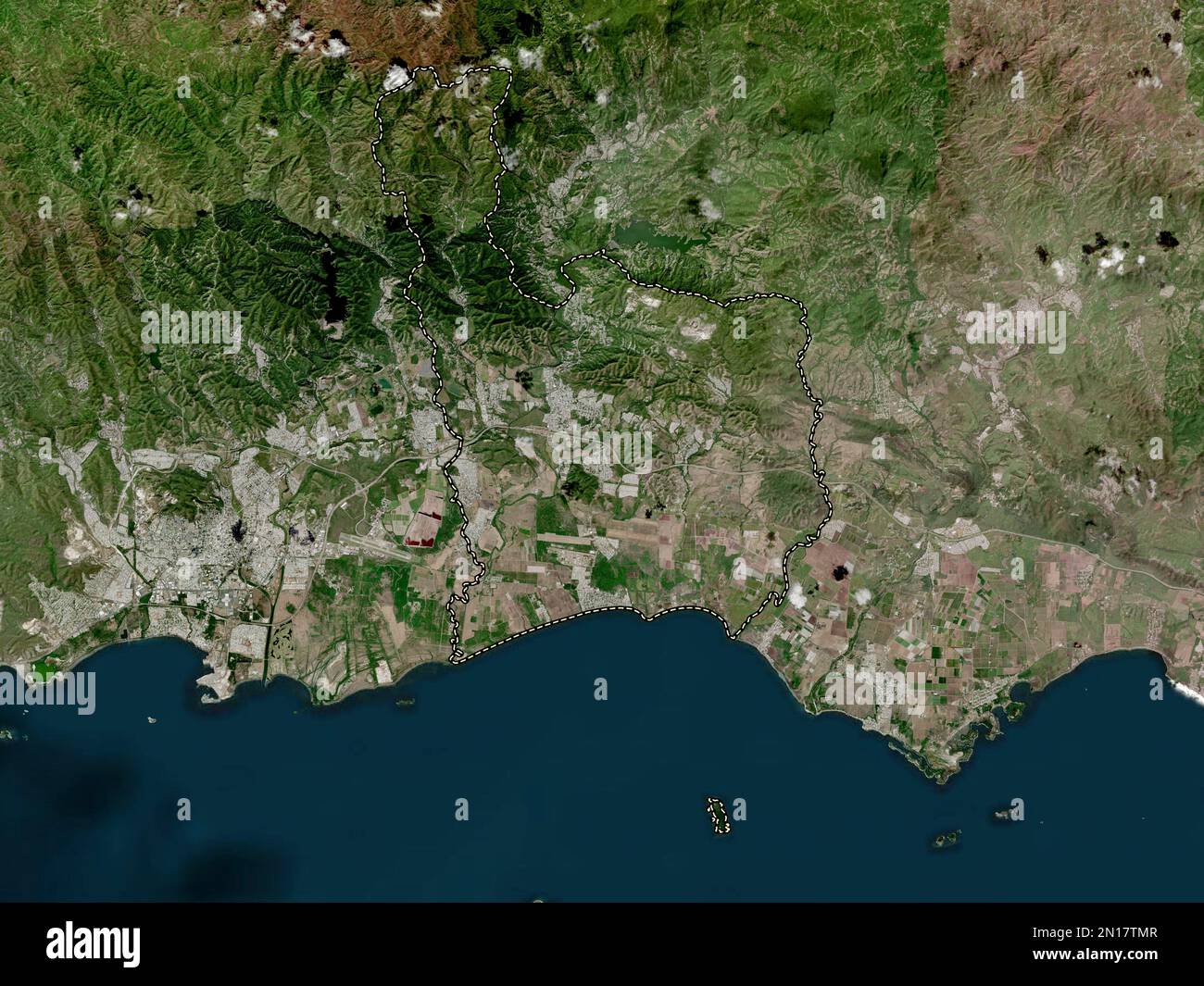 Juana Diaz, municipality of Puerto Rico. High resolution satellite map ...
