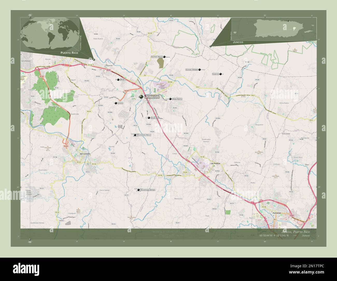 Juncos, municipality of Puerto Rico. Open Street Map. Locations and ...