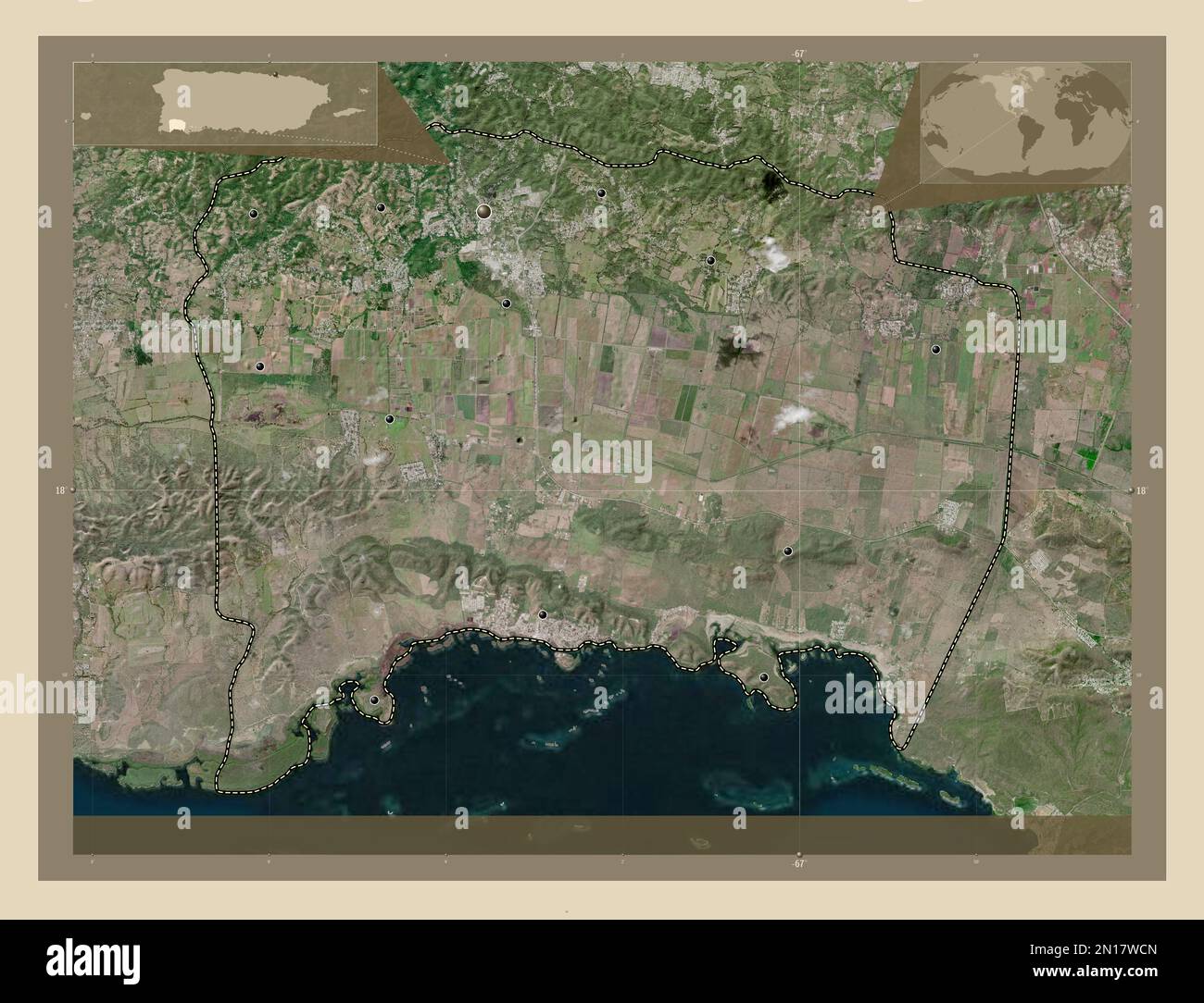 Lajas, municipality of Puerto Rico. High resolution satellite map ...