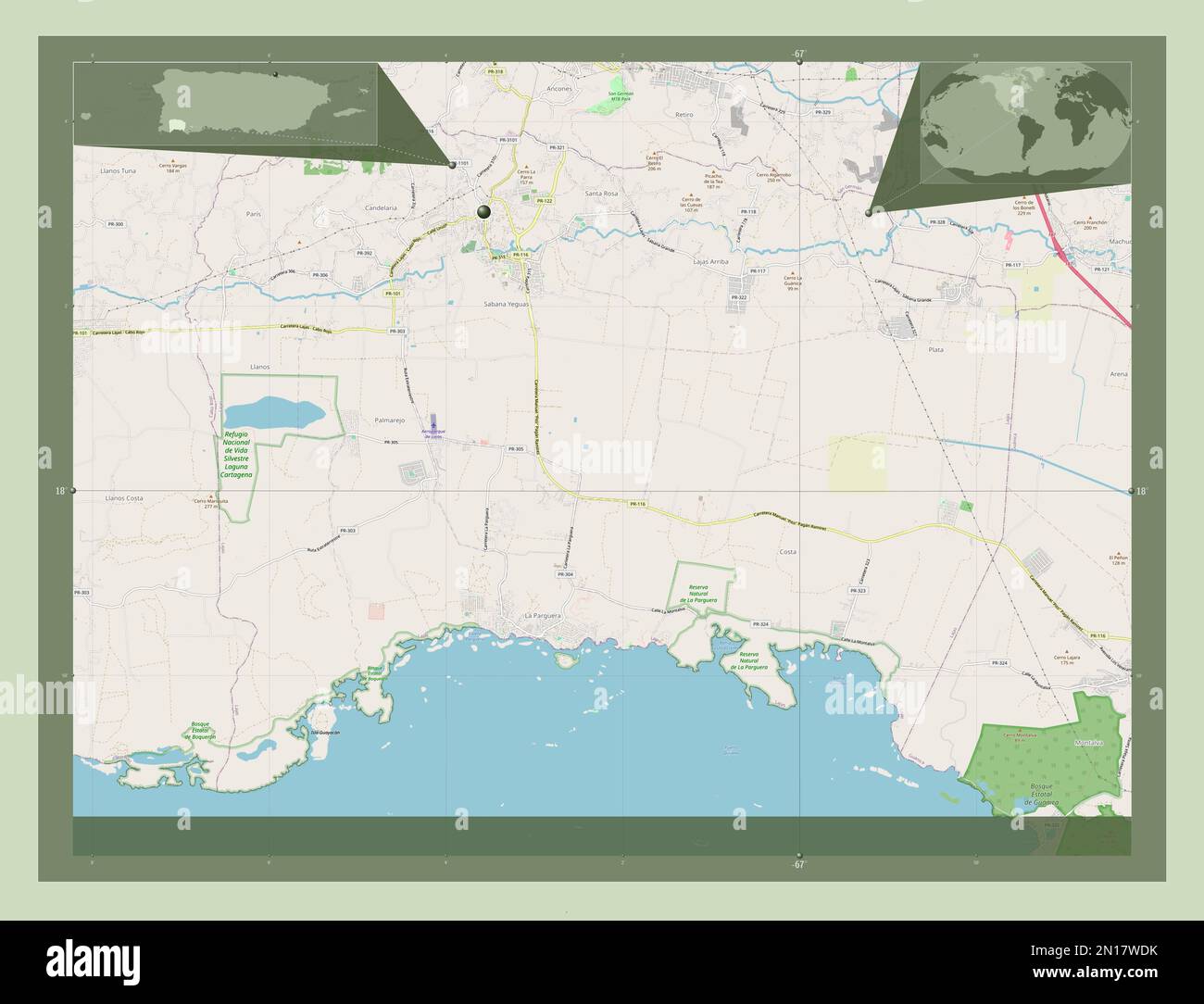 Lajas, municipality of Puerto Rico. Open Street Map. Corner auxiliary ...