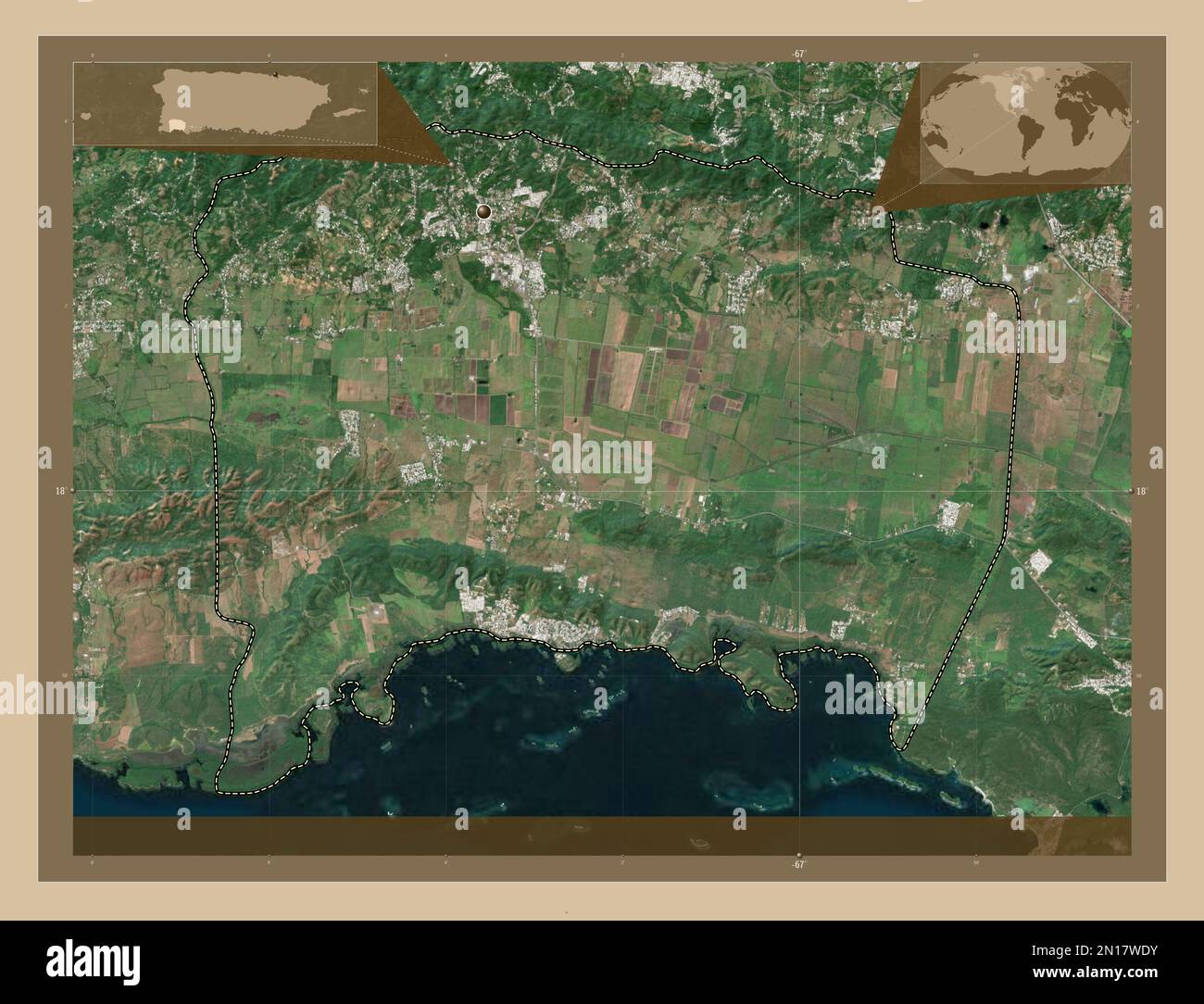 Lajas, municipality of Puerto Rico. Low resolution satellite map ...