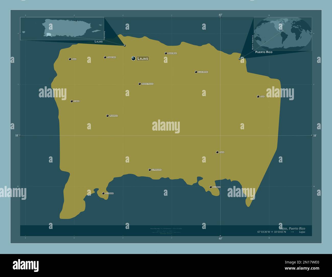 Lajas, municipality of Puerto Rico. Solid color shape. Locations and ...