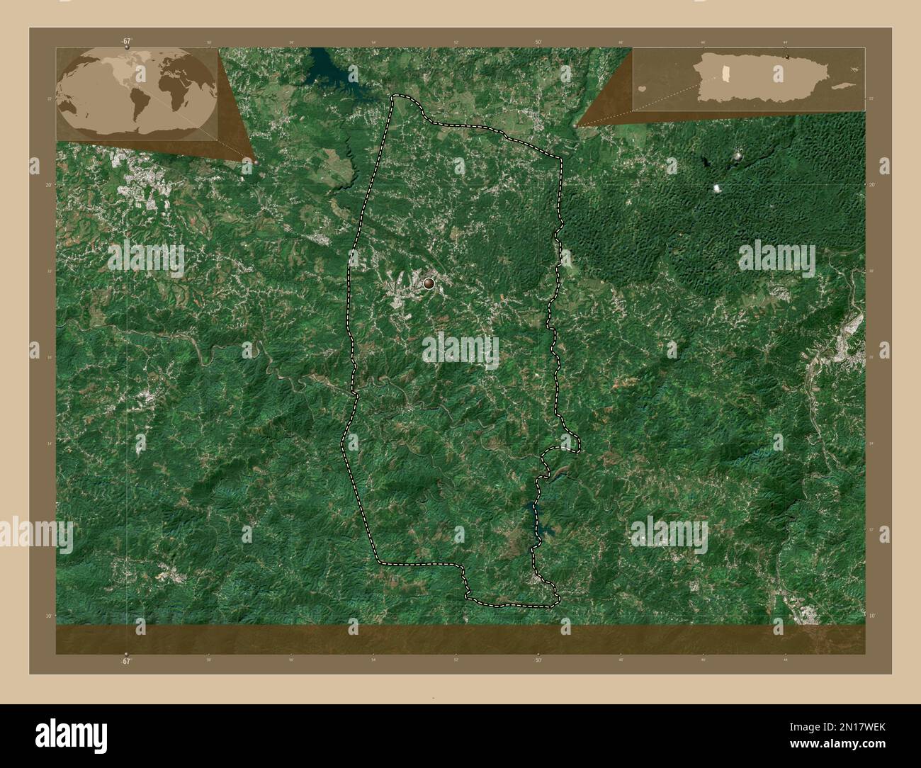 Lares, municipality of Puerto Rico. Low resolution satellite map ...