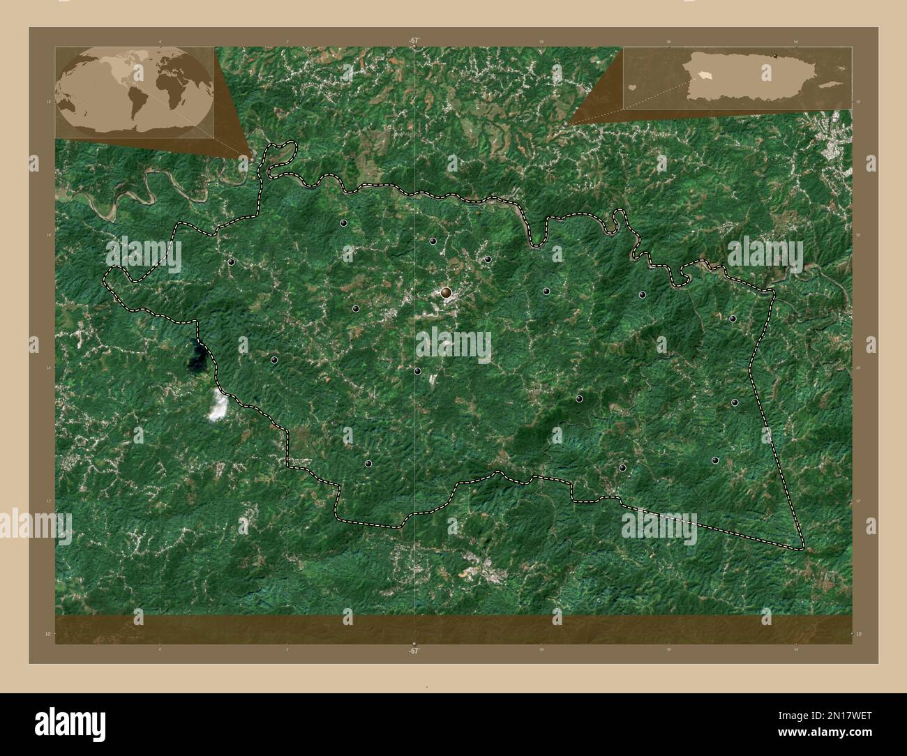 Las Marias, municipality of Puerto Rico. Low resolution satellite map ...
