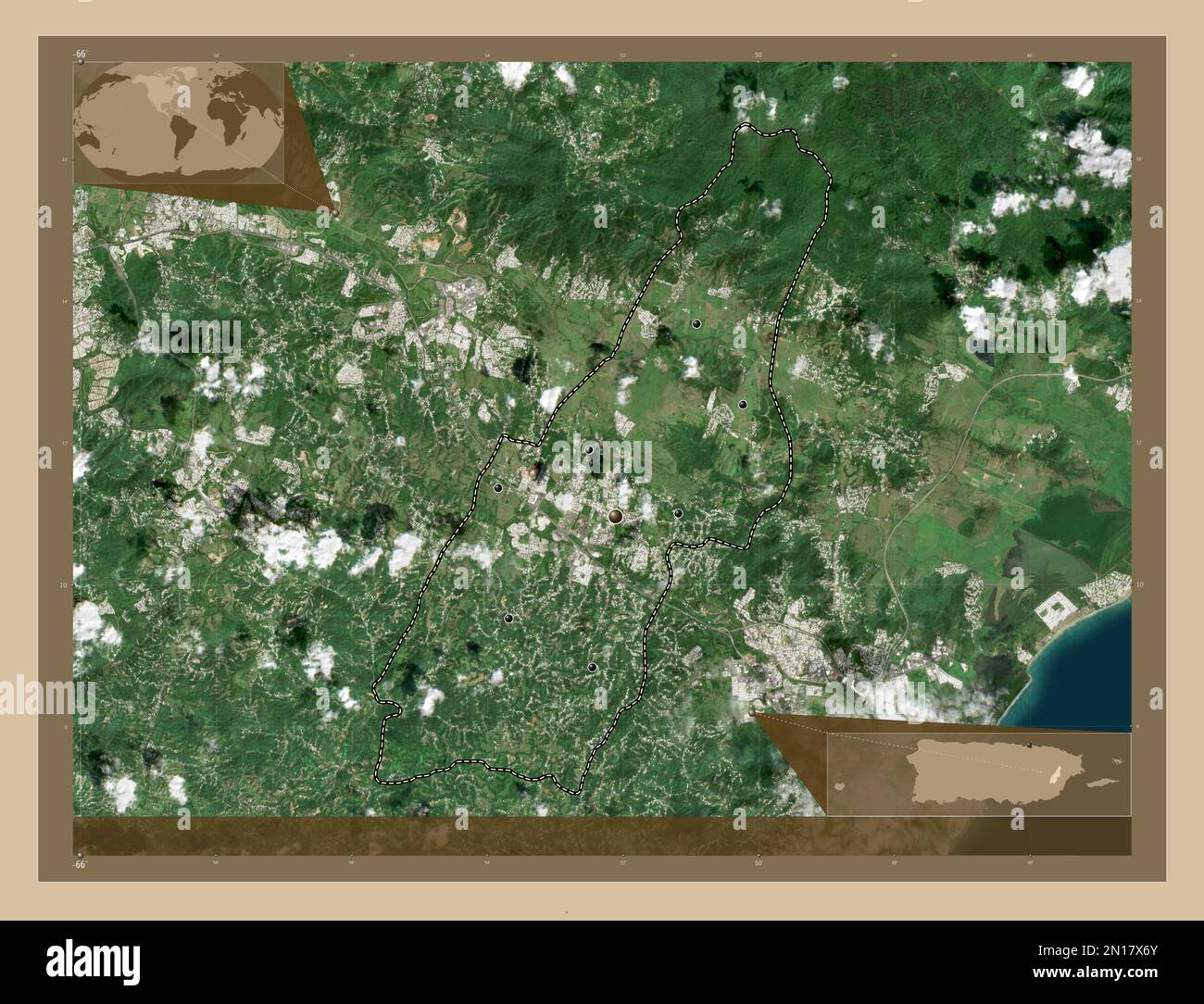 Las Piedras, municipality of Puerto Rico. Low resolution satellite map ...