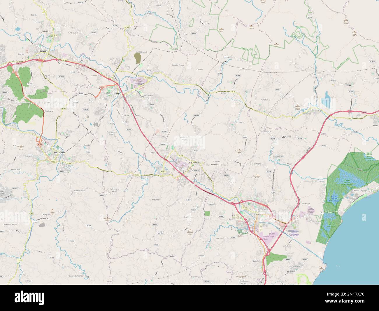 Las Piedras, municipality of Puerto Rico. Open Street Map Stock Photo ...