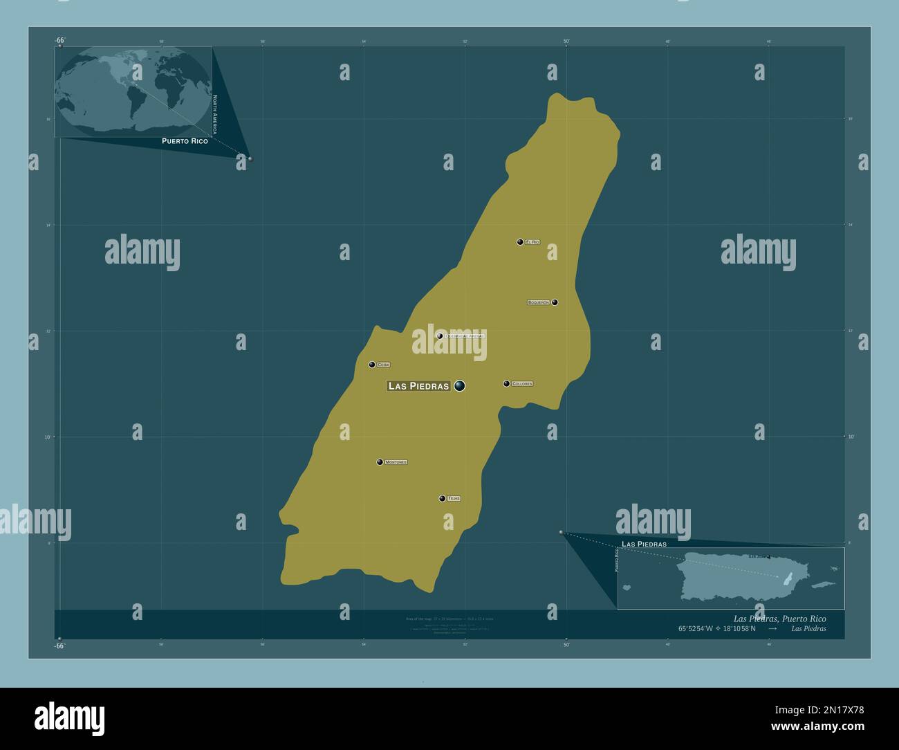 Las Piedras, municipality of Puerto Rico. Solid color shape. Locations ...