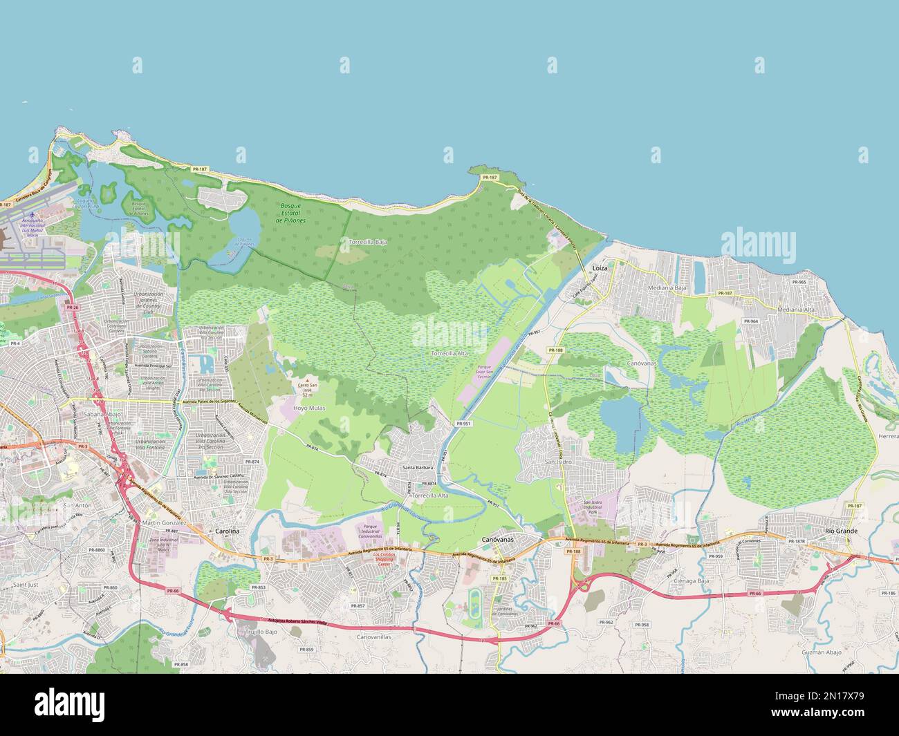 Loiza, municipality of Puerto Rico. Open Street Map Stock Photo - Alamy