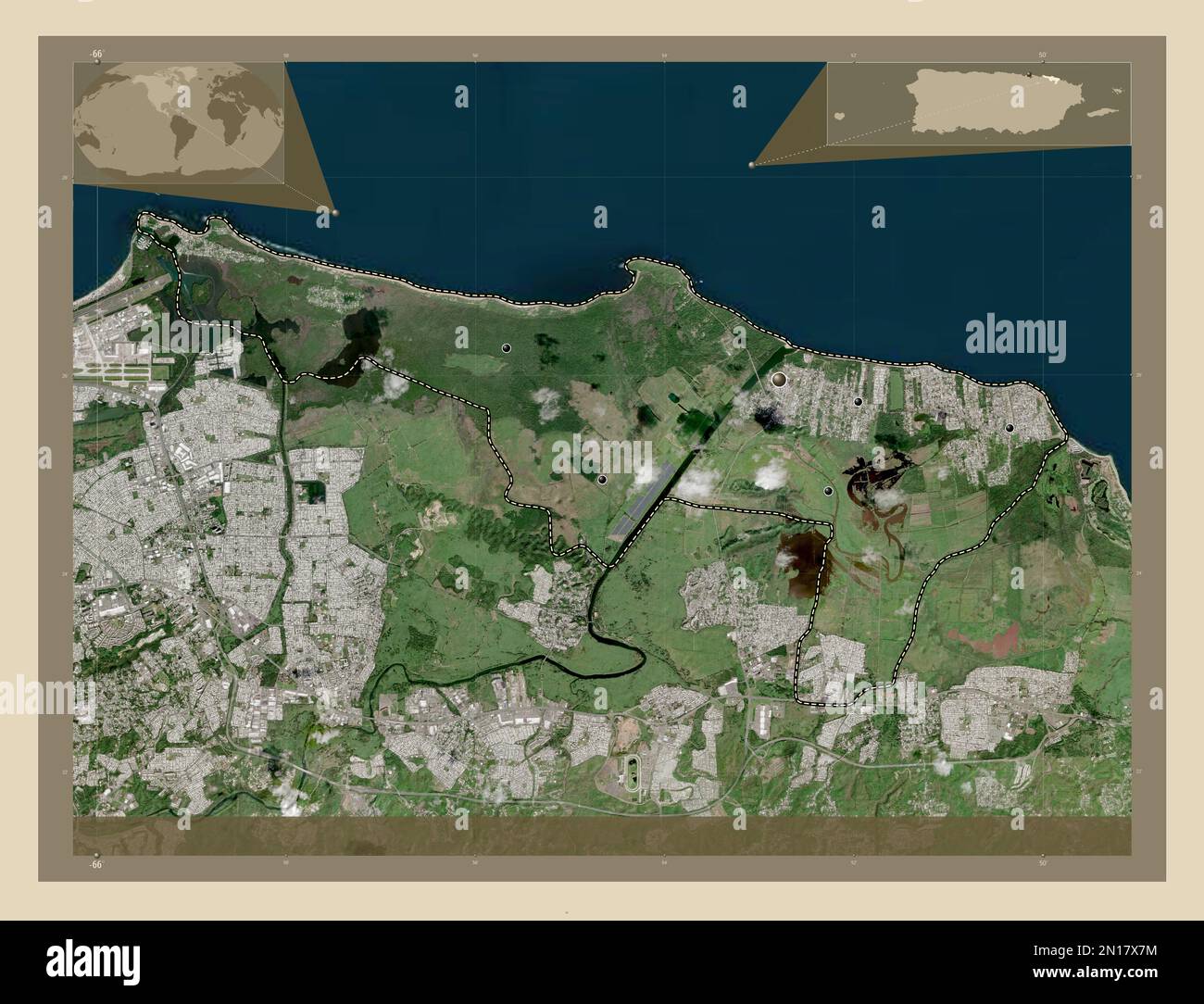 Loiza, municipality of Puerto Rico. High resolution satellite map ...