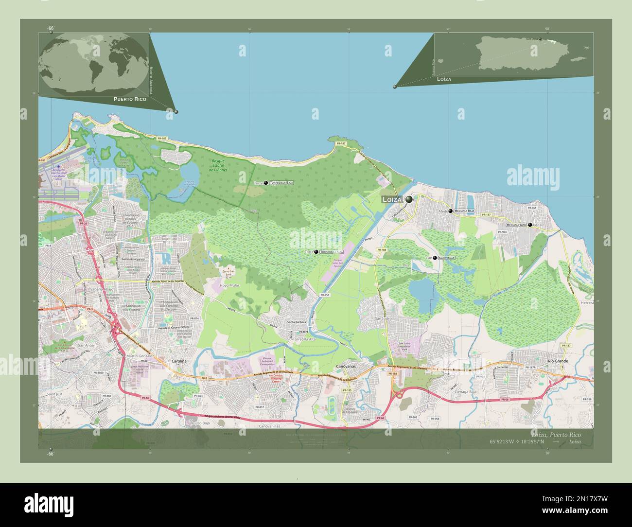 Loiza, municipality of Puerto Rico. Open Street Map. Locations and ...