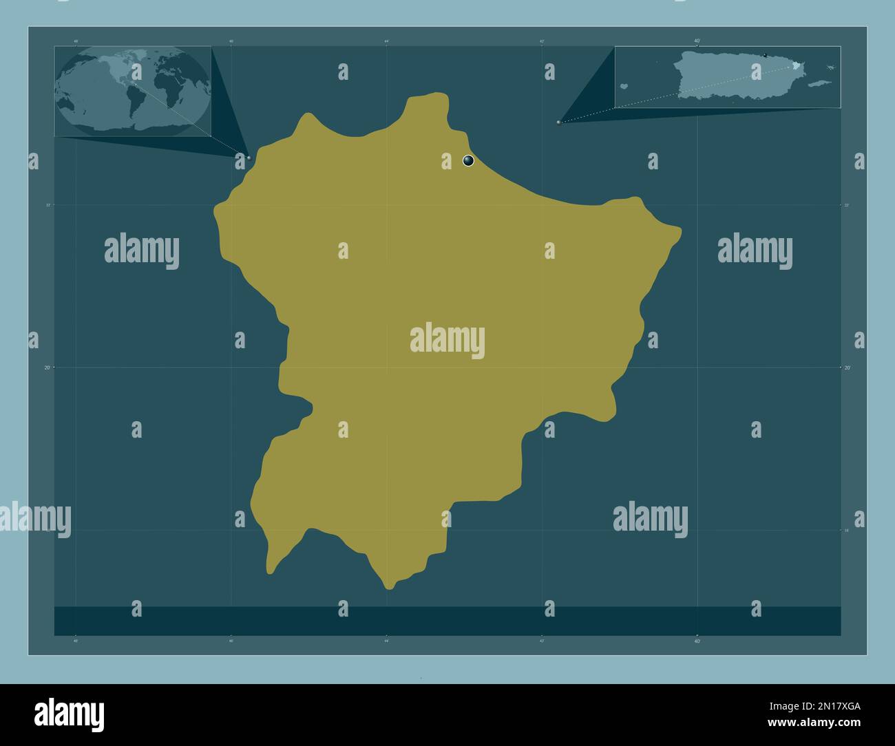 Luquillo, municipality of Puerto Rico. Solid color shape. Corner ...