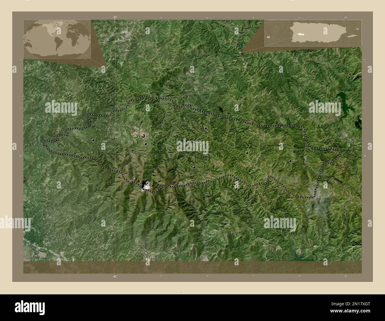 Maricao, municipality of Puerto Rico. High resolution satellite map ...
