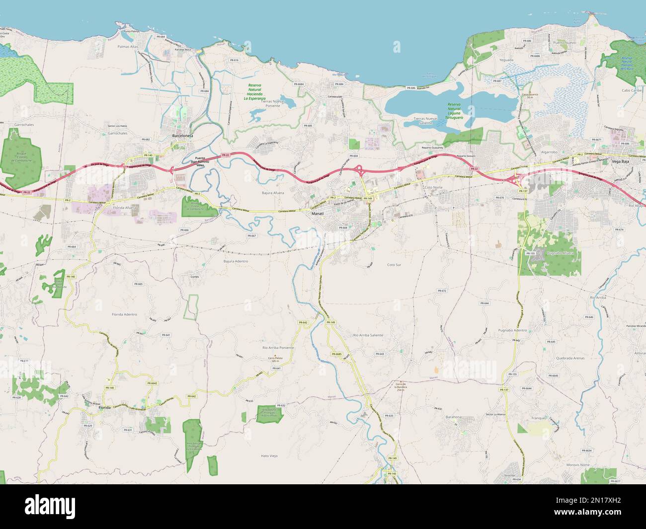 Manati, municipality of Puerto Rico. Open Street Map Stock Photo - Alamy