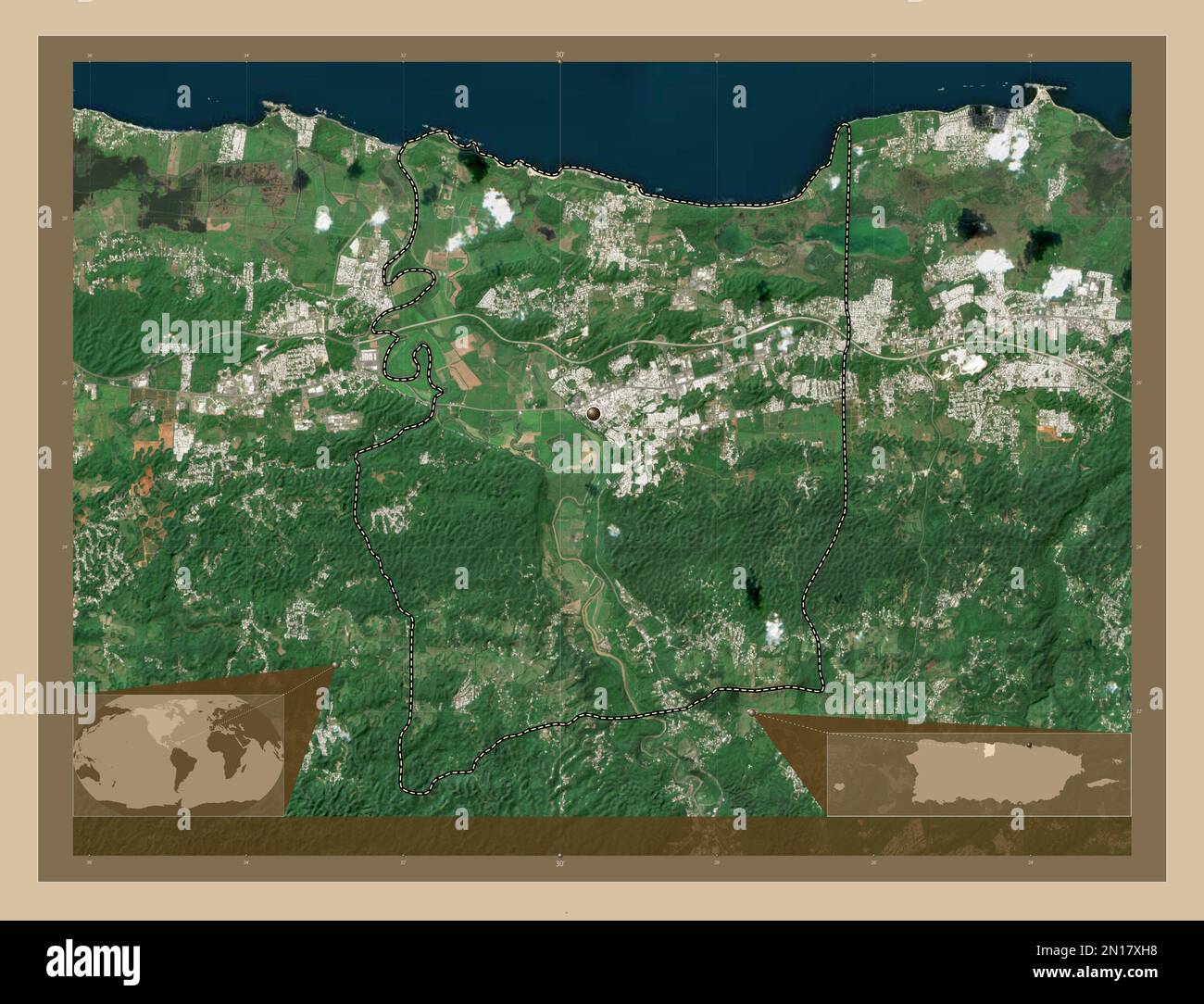 Manati, municipality of Puerto Rico. Low resolution satellite map ...