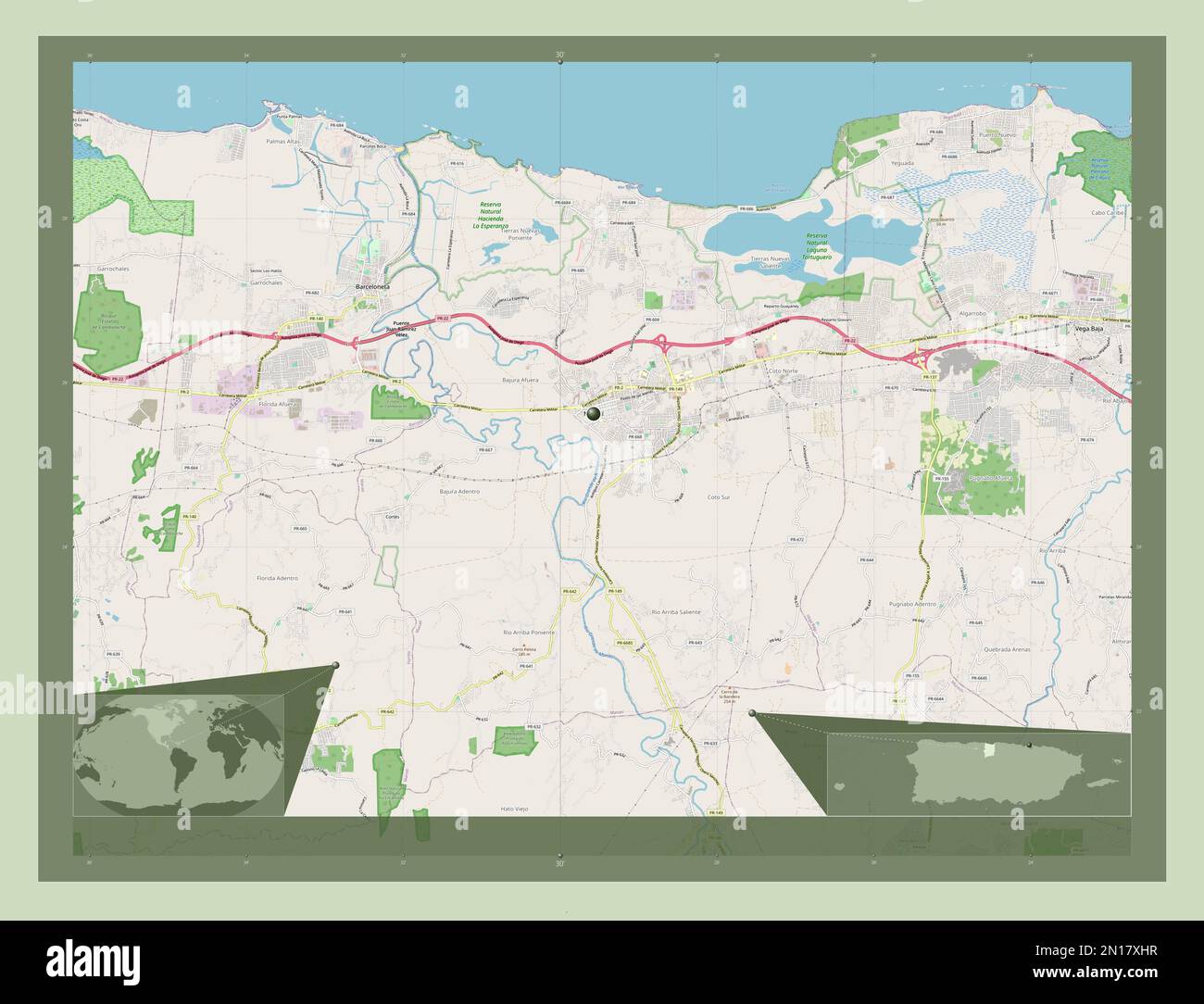 Manati, municipality of Puerto Rico. Open Street Map. Corner auxiliary ...