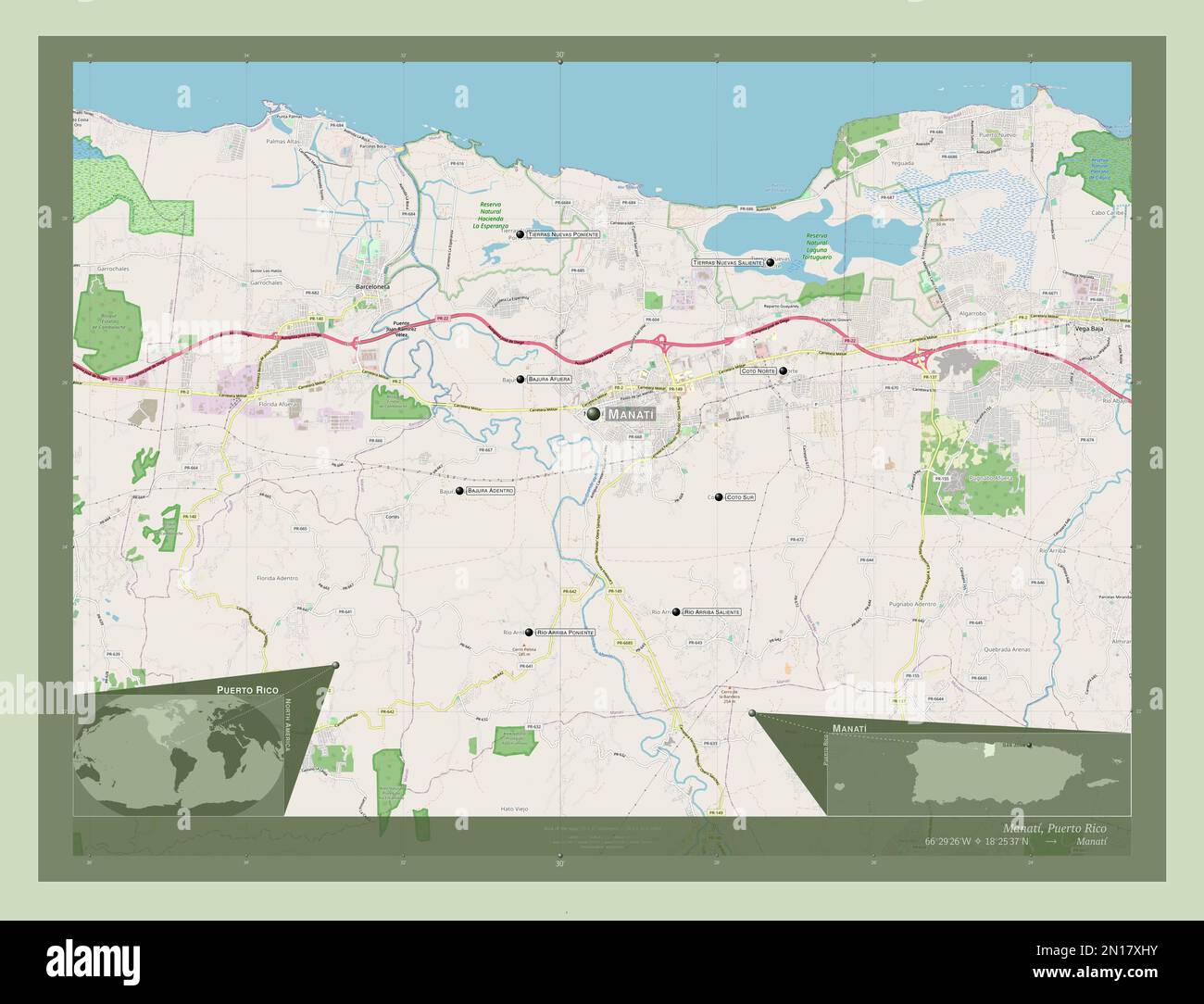 Manati, municipality of Puerto Rico. Open Street Map. Locations and ...