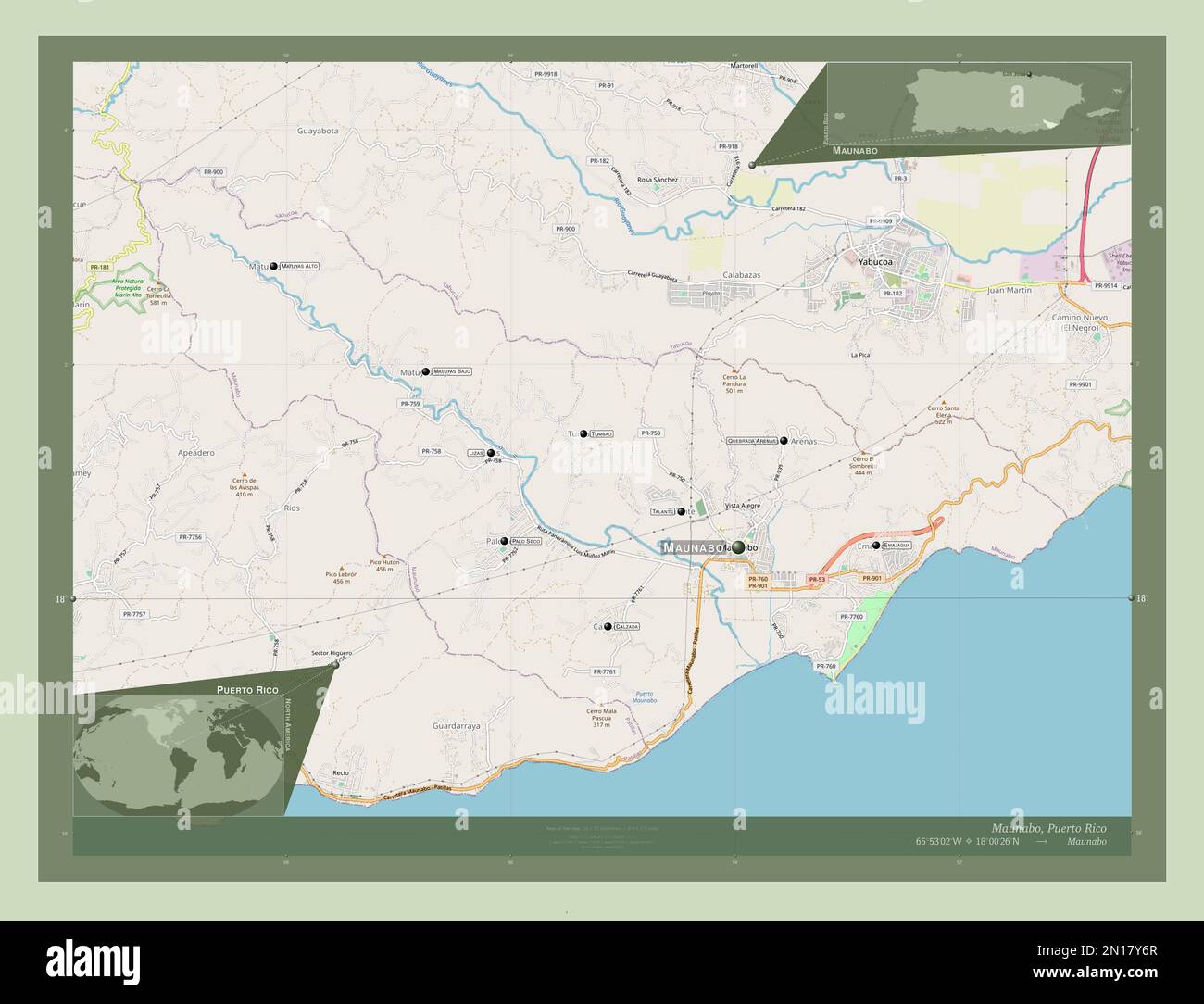 Maunabo, municipality of Puerto Rico. Open Street Map. Locations and ...