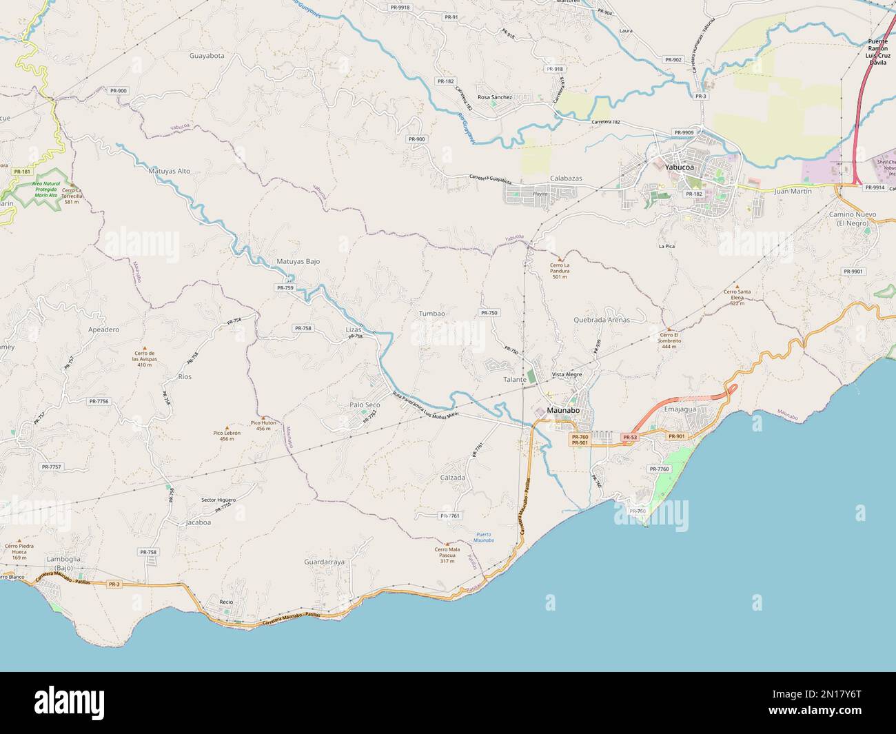 Maunabo, municipality of Puerto Rico. Open Street Map Stock Photo - Alamy