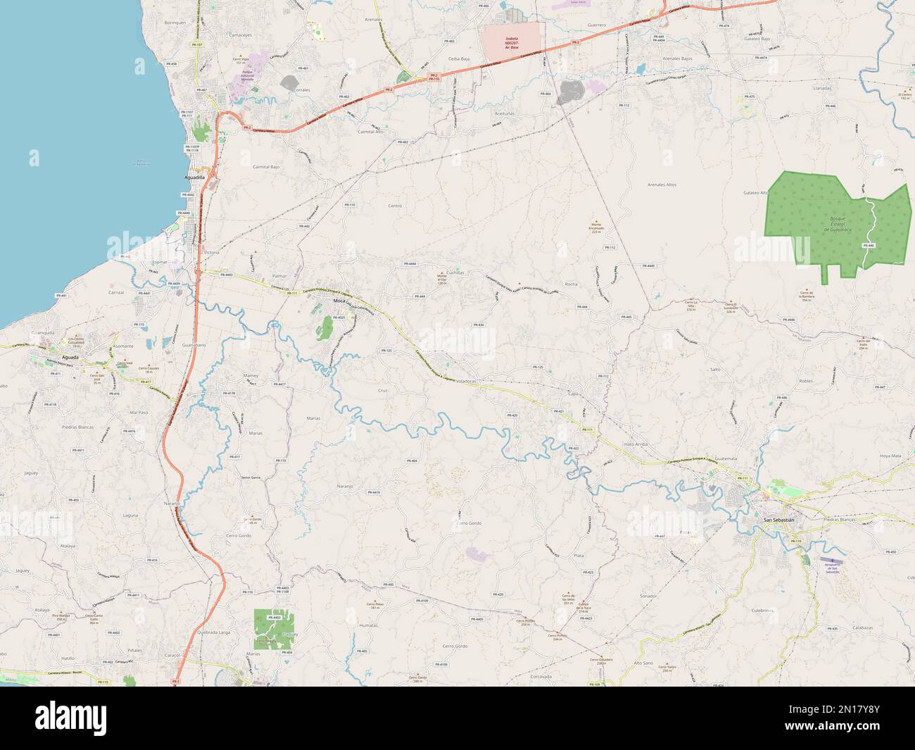 Moca, municipality of Puerto Rico. Open Street Map Stock Photo - Alamy