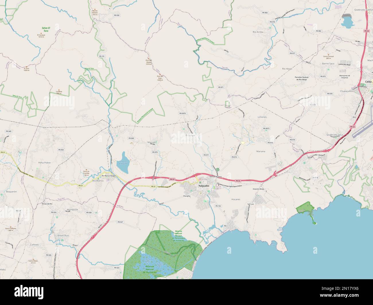 Naguabo, municipality of Puerto Rico. Open Street Map Stock Photo - Alamy