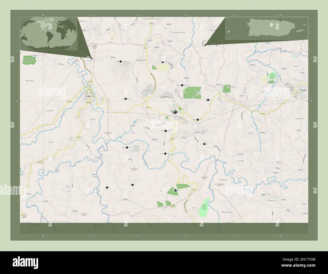 Morovis, municipality of Puerto Rico. Open Street Map. Locations of ...