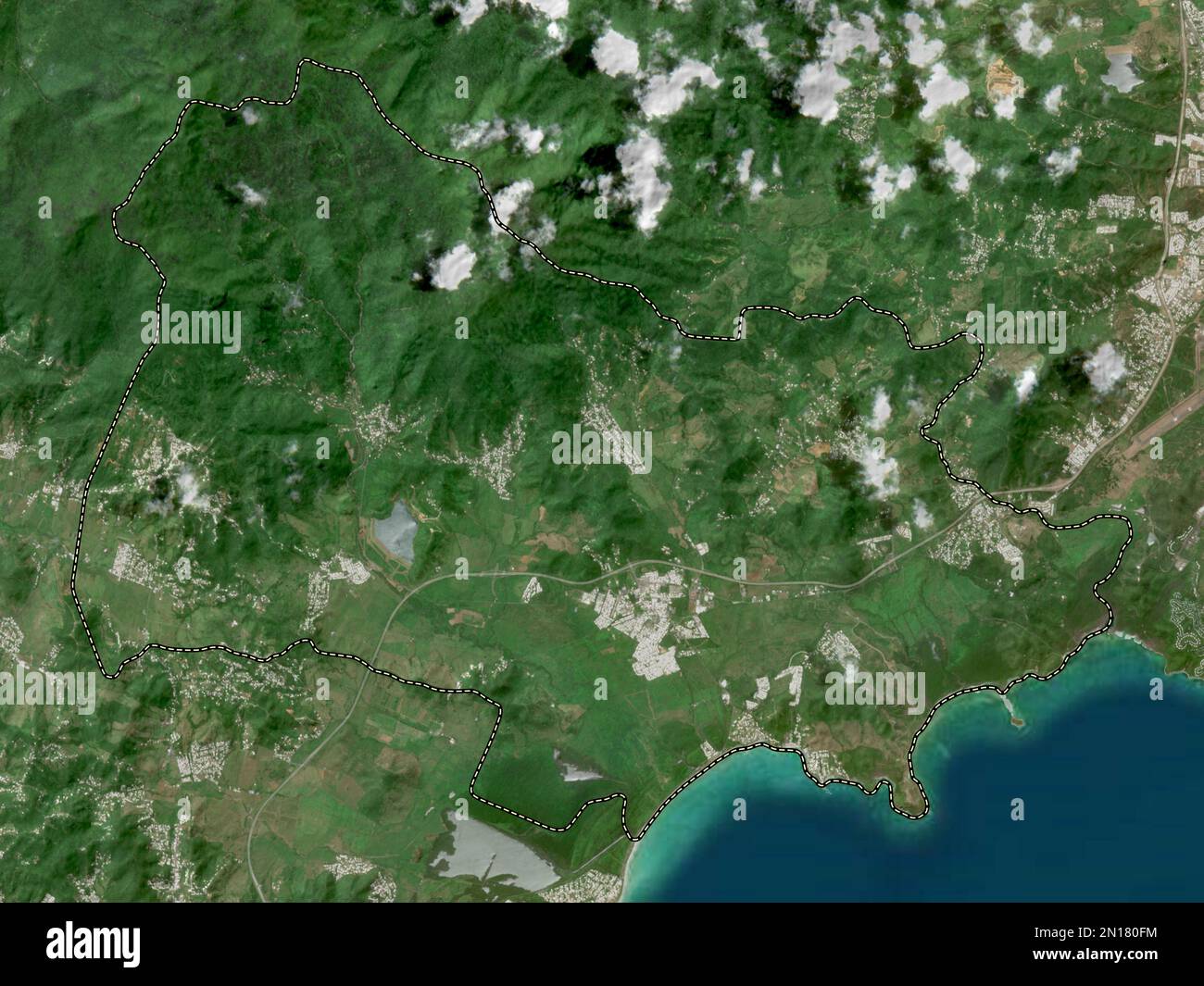 Naguabo, municipality of Puerto Rico. Low resolution satellite map ...