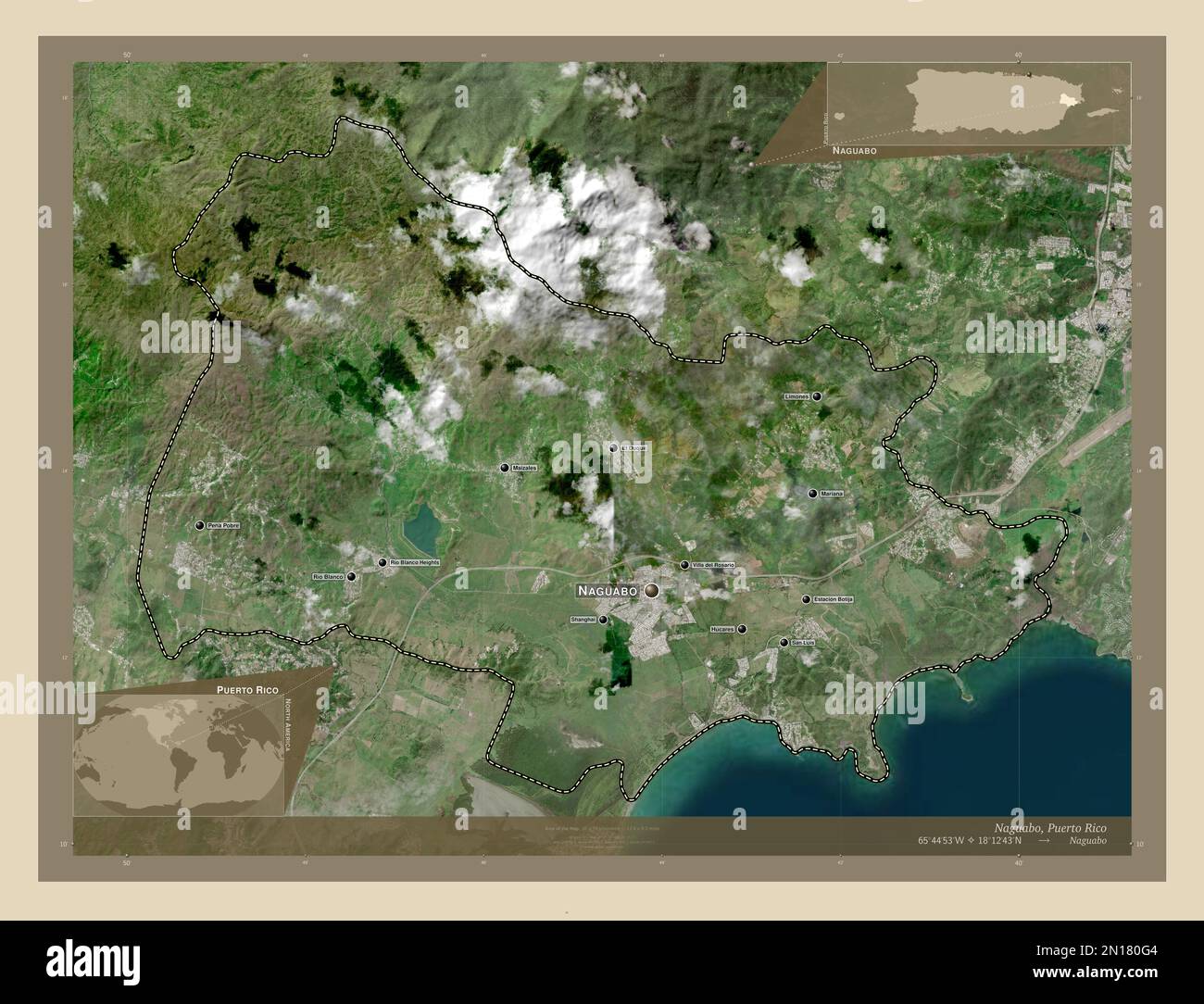Naguabo, municipality of Puerto Rico. High resolution satellite map ...