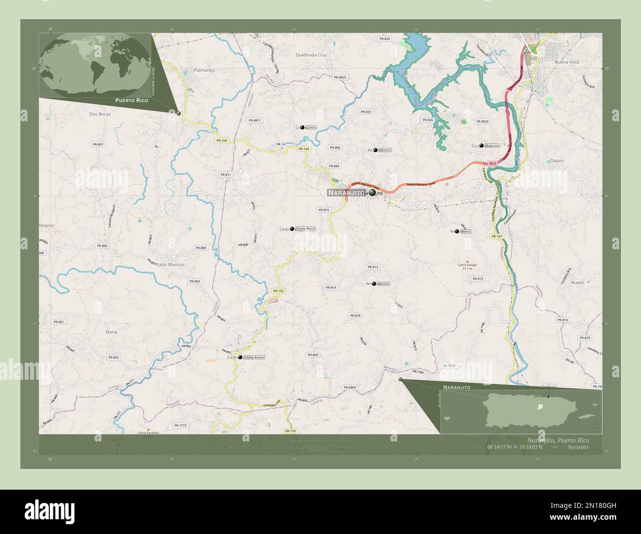 Naranjito, municipality of Puerto Rico. Open Street Map. Locations and ...