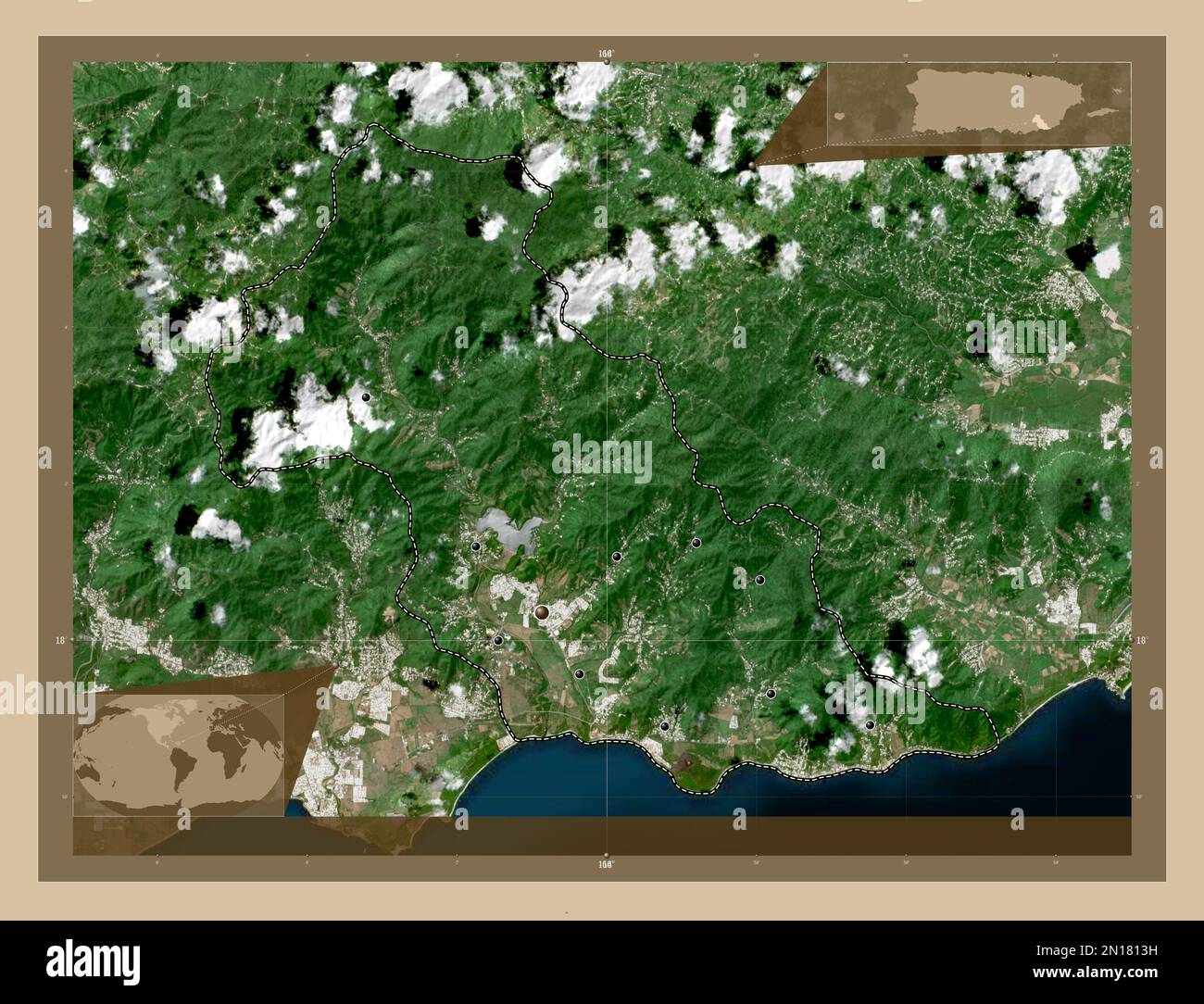 Patillas, municipality of Puerto Rico. Low resolution satellite map ...