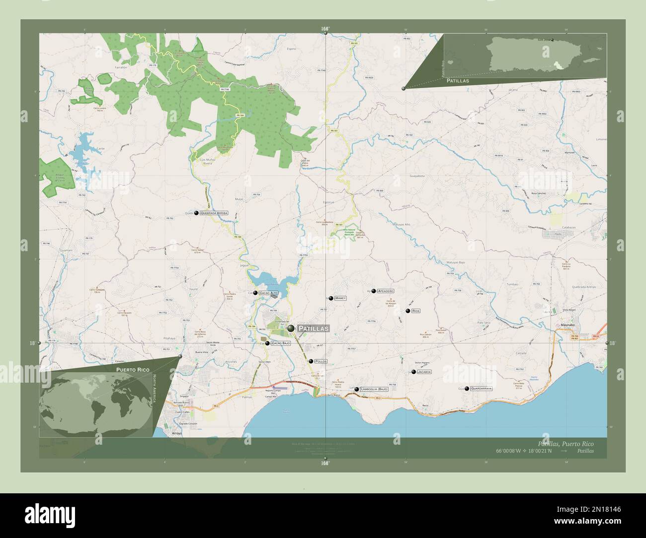 Patillas, municipality of Puerto Rico. Open Street Map. Locations and ...