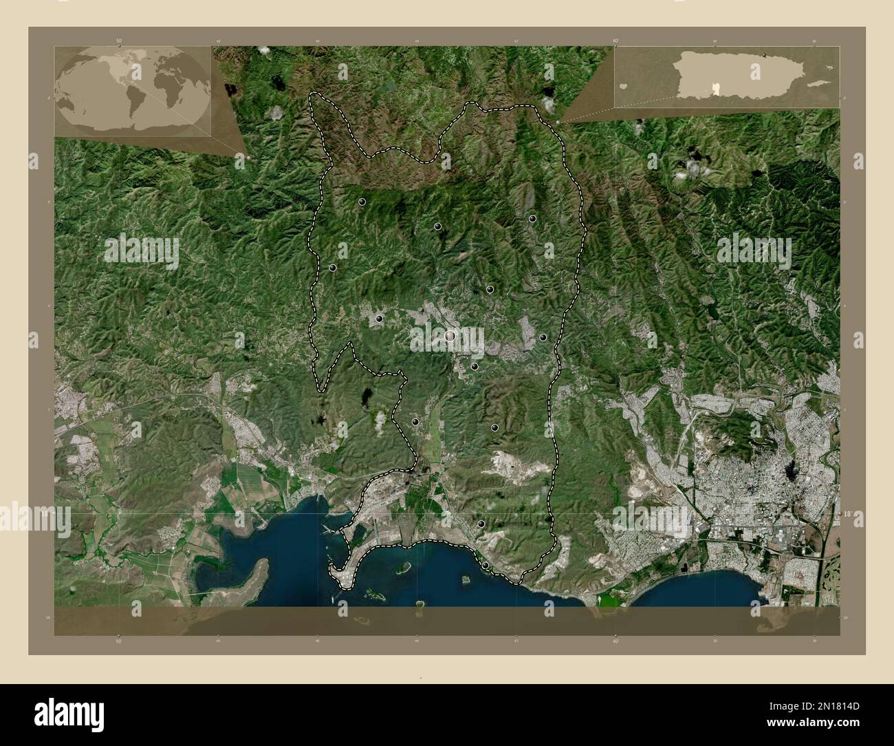 Penuelas, municipality of Puerto Rico. High resolution satellite map ...