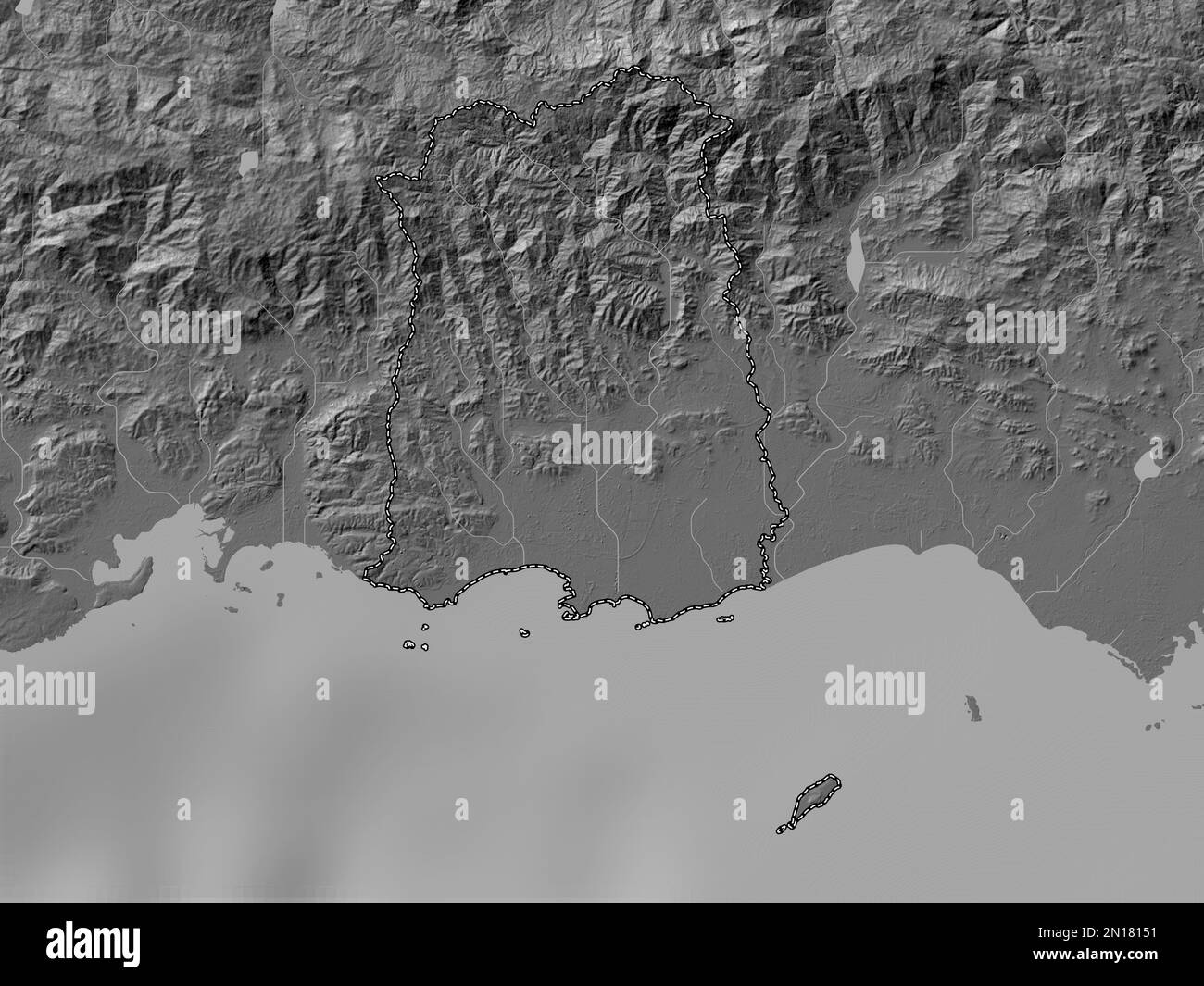 Ponce, municipality of Puerto Rico. Bilevel elevation map with lakes ...
