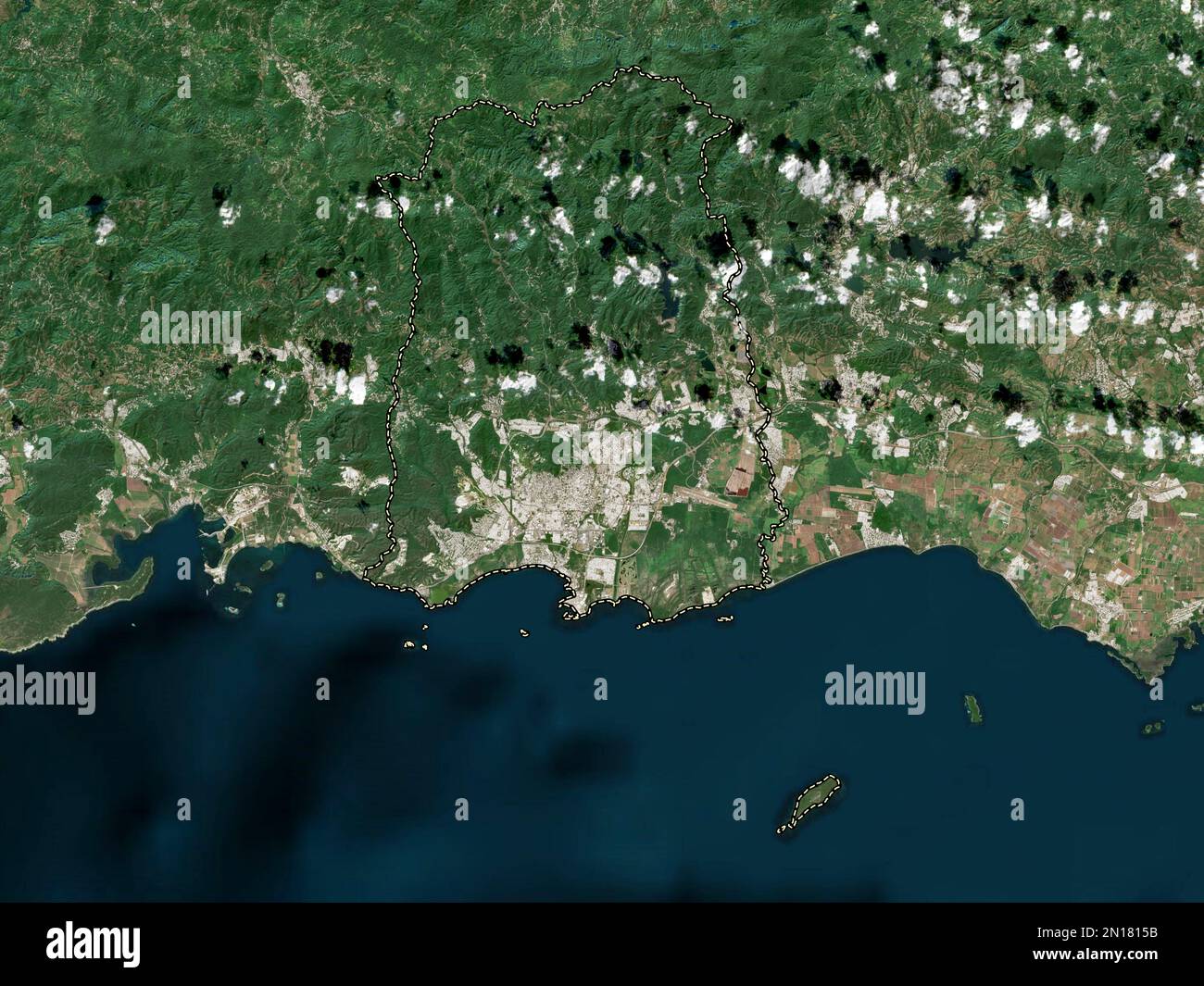 Ponce, municipality of Puerto Rico. Low resolution satellite map Stock ...