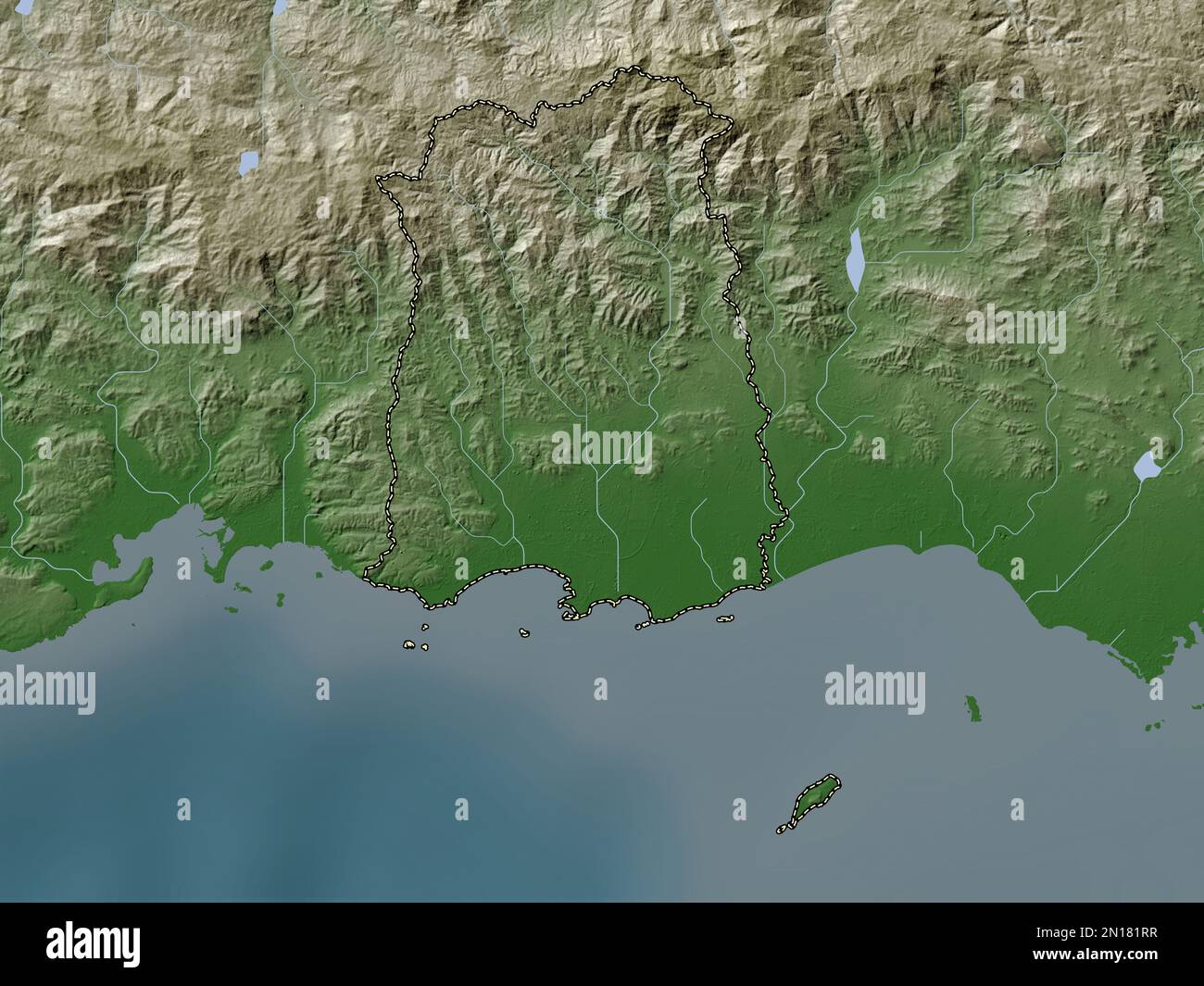 Ponce, municipality of Puerto Rico. Elevation map colored in wiki style ...