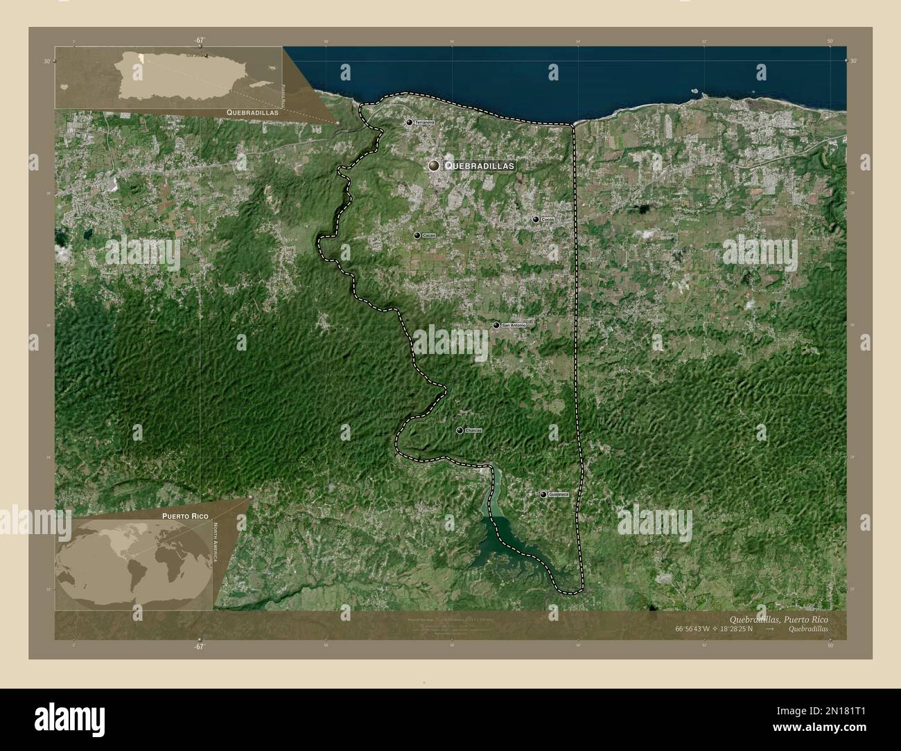 Quebradillas, municipality of Puerto Rico. High resolution satellite ...