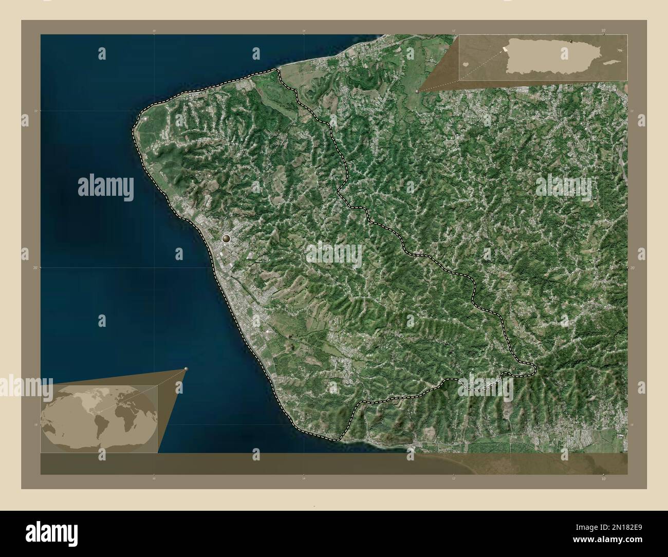 Rincon, municipality of Puerto Rico. High resolution satellite map ...