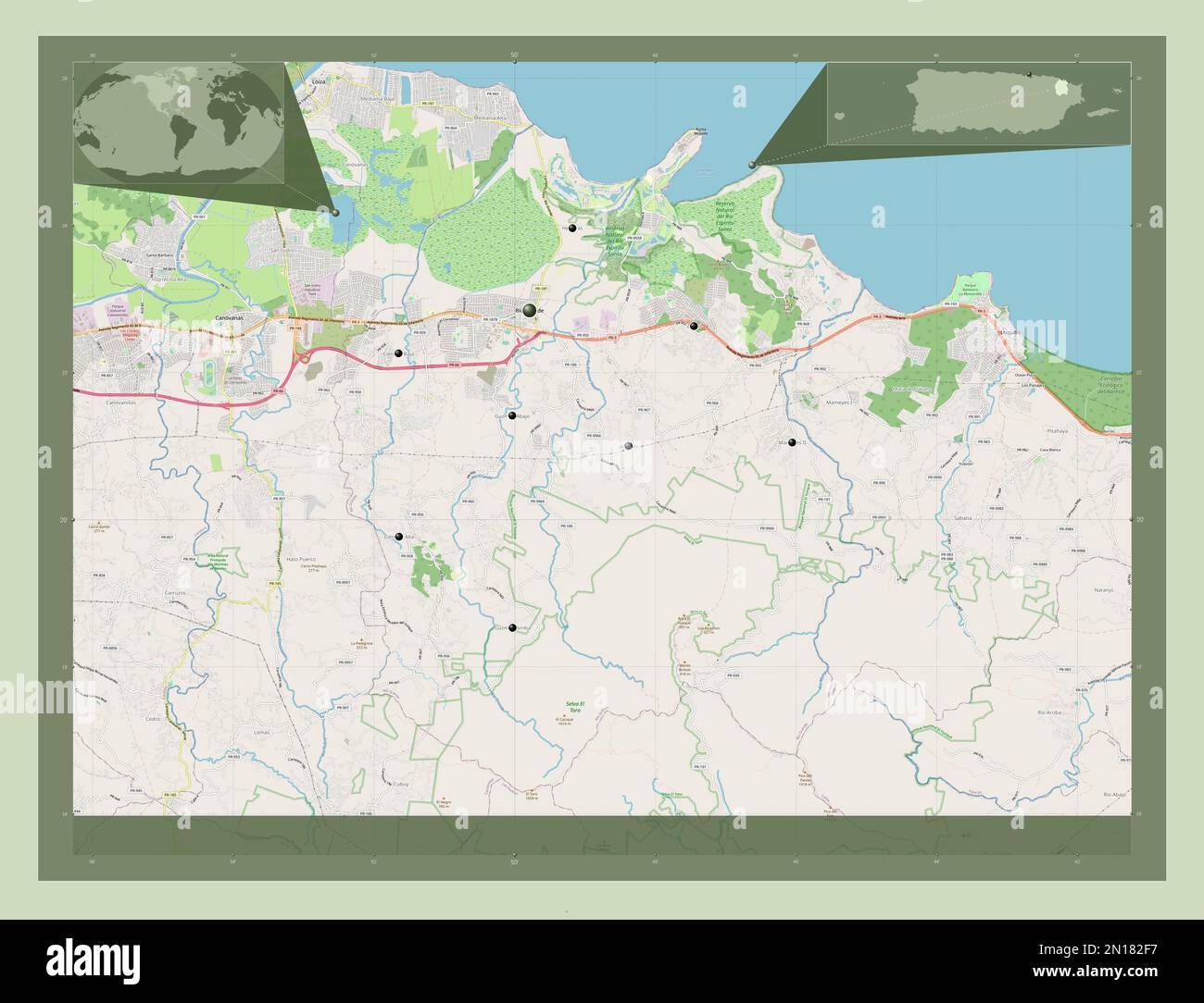 Rio Grande, municipality of Puerto Rico. Open Street Map. Locations of ...