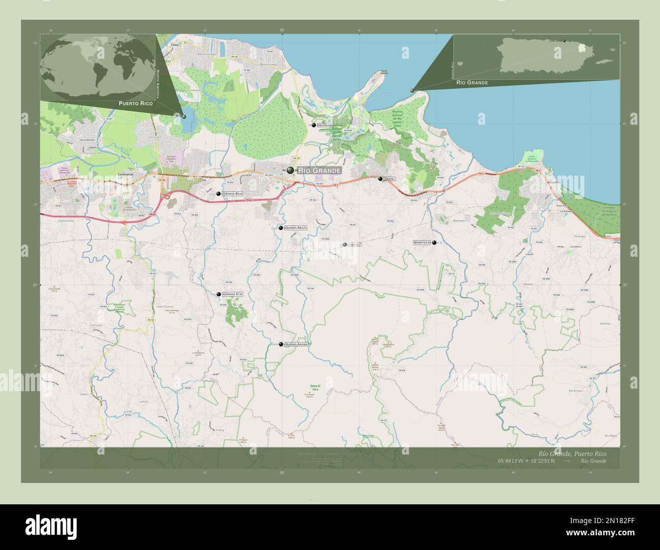 Rio Grande, municipality of Puerto Rico. Open Street Map. Locations and ...