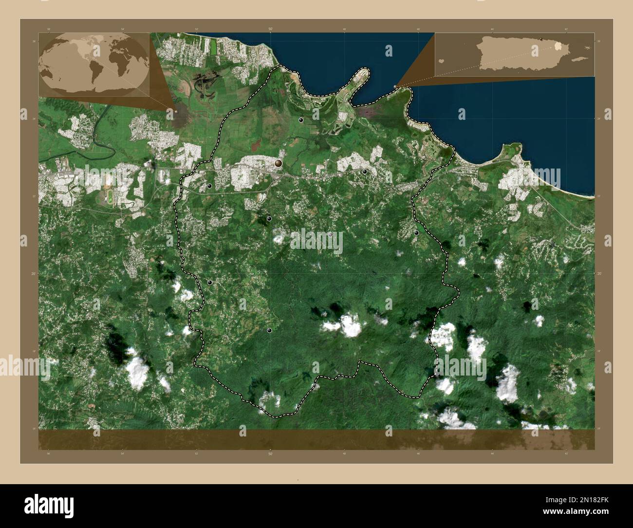 Rio Grande, municipality of Puerto Rico. Low resolution satellite map ...