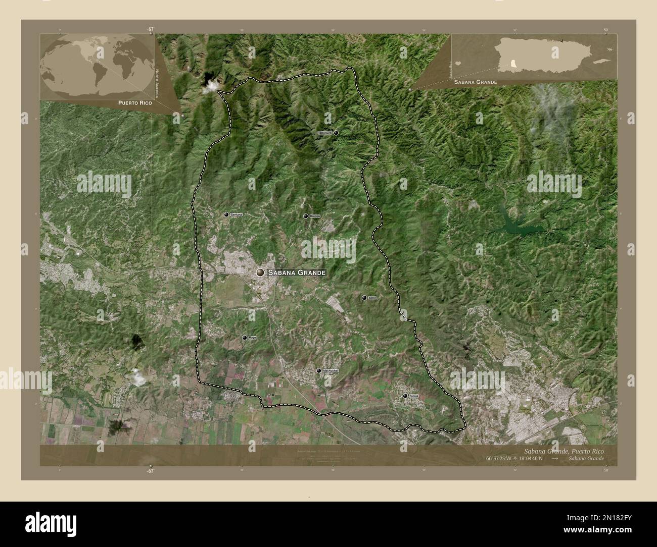 Sabana Grande, municipality of Puerto Rico. High resolution satellite ...
