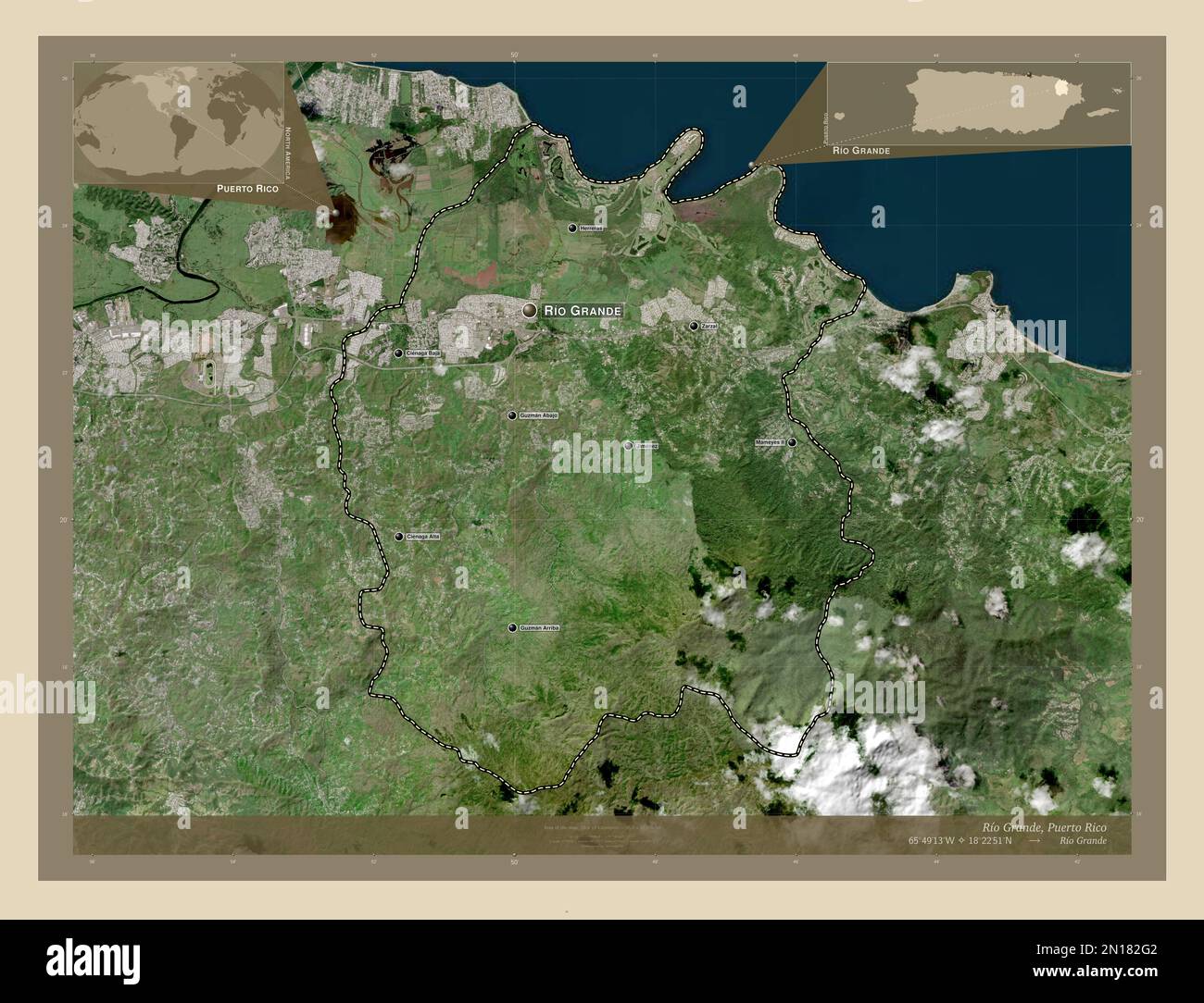 Rio Grande, municipality of Puerto Rico. High resolution satellite map ...